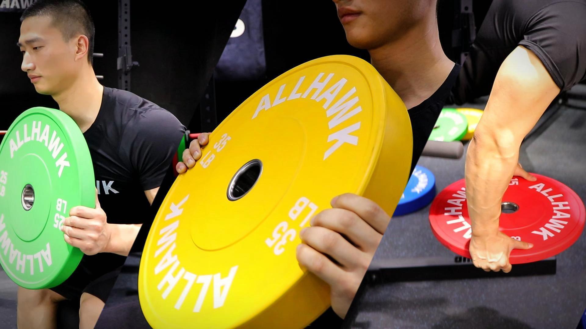 Allhawk 90LB 2-inch Olympic Rubber Bumper Plates, 10/15/25/35/45lb ...