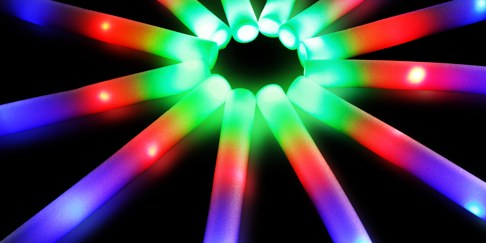 Partyglowz LED 18 inch Multicolor Glow Foam Stick Batons, Flashing ...