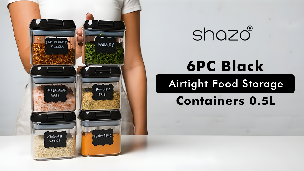 Shazo 6 PC Airtight Food Storage Containers - BPA Free Clear Plastic ...