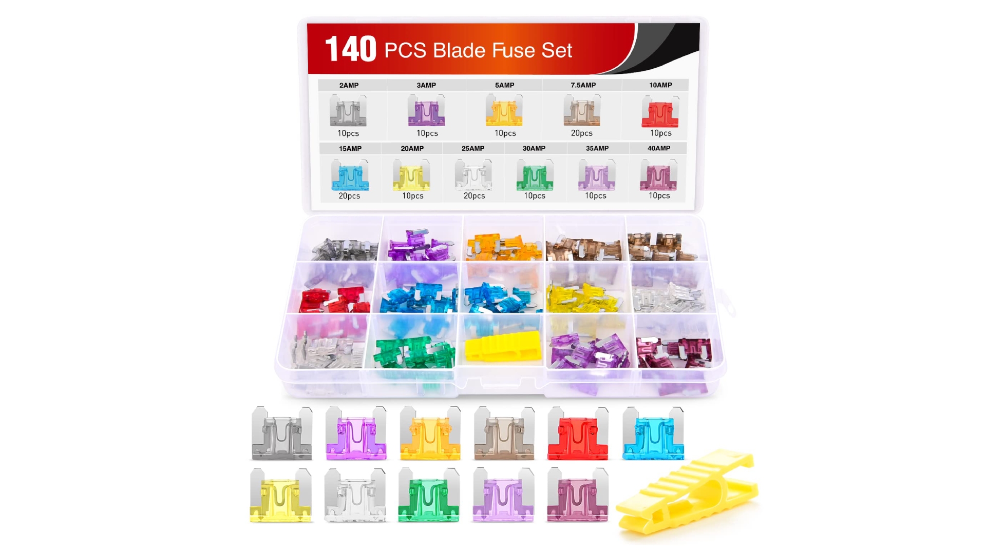 Nilight 140PCS Low Profile Mini Blade Fuses Set, 2A-40A Assortment ...