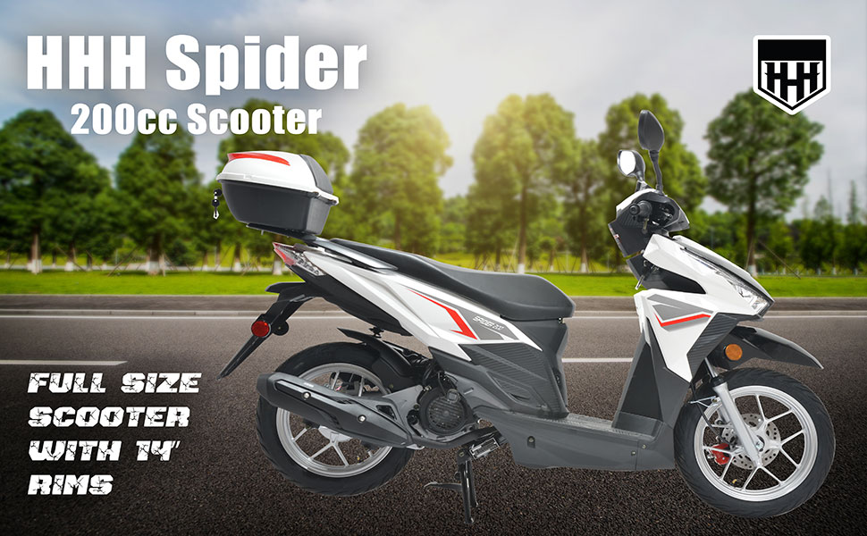 HHH Spider 200 Scooter EFI Fuel Injected Street Legal Scooter with 14 ...