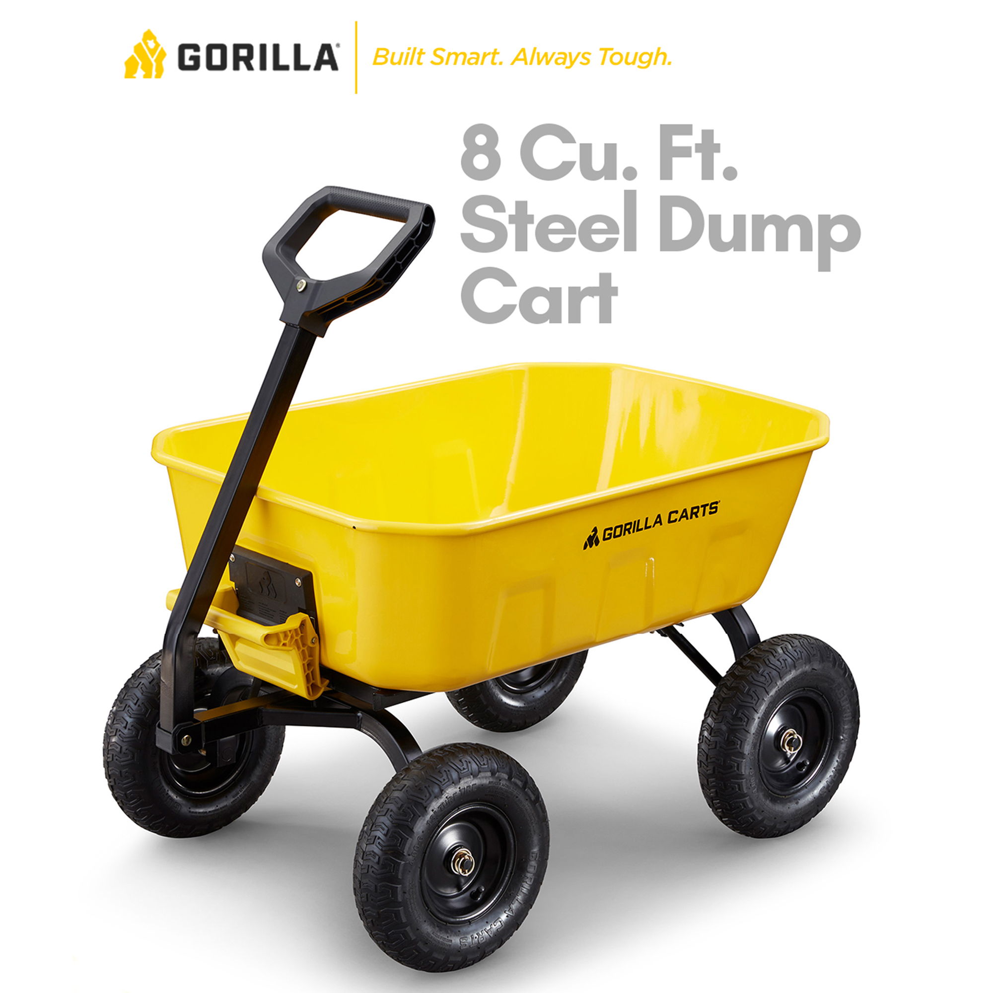 Gorilla Carts 8 Cu Ft Steel Dump Cart with Quick-Release, 1200 lb Capacity, Yellow - Walmart.com