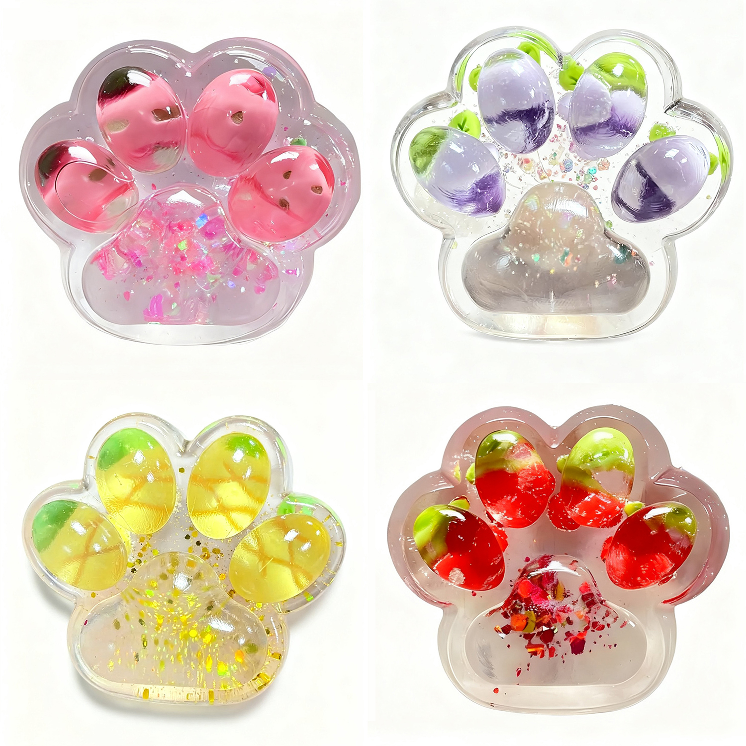 VANNYVANYA 4 Pcs Taba Squishy Toys, Clear Cat Paw Fruit Squeeze Toy ...