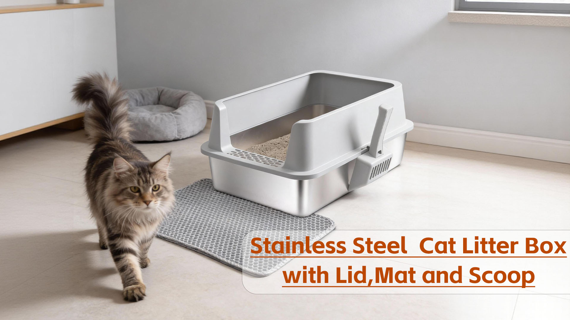 NYUTU Stainless Steel Litter Box - Metal Cat Litter Box Cat Litterbox ...