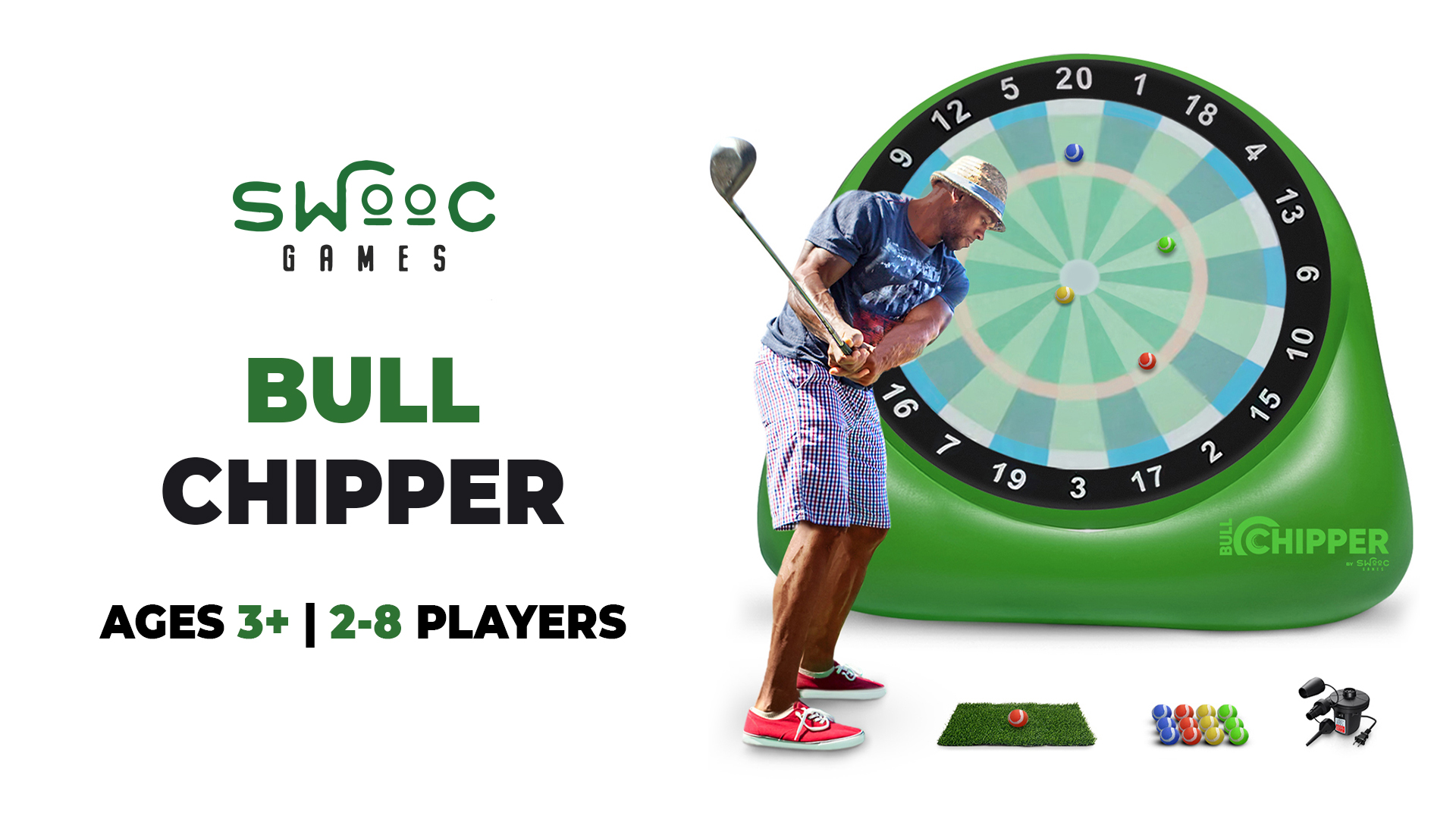SWOOC Bull Chipper, Giant Golf Darts Game, Inflatable 6ft Dartboard ...