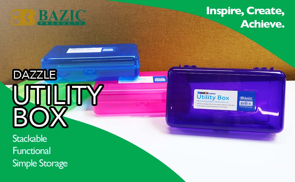 BAZIC Plastic Pencil Case, Stackable Boxes, Bright Colors, 4-Pack ...