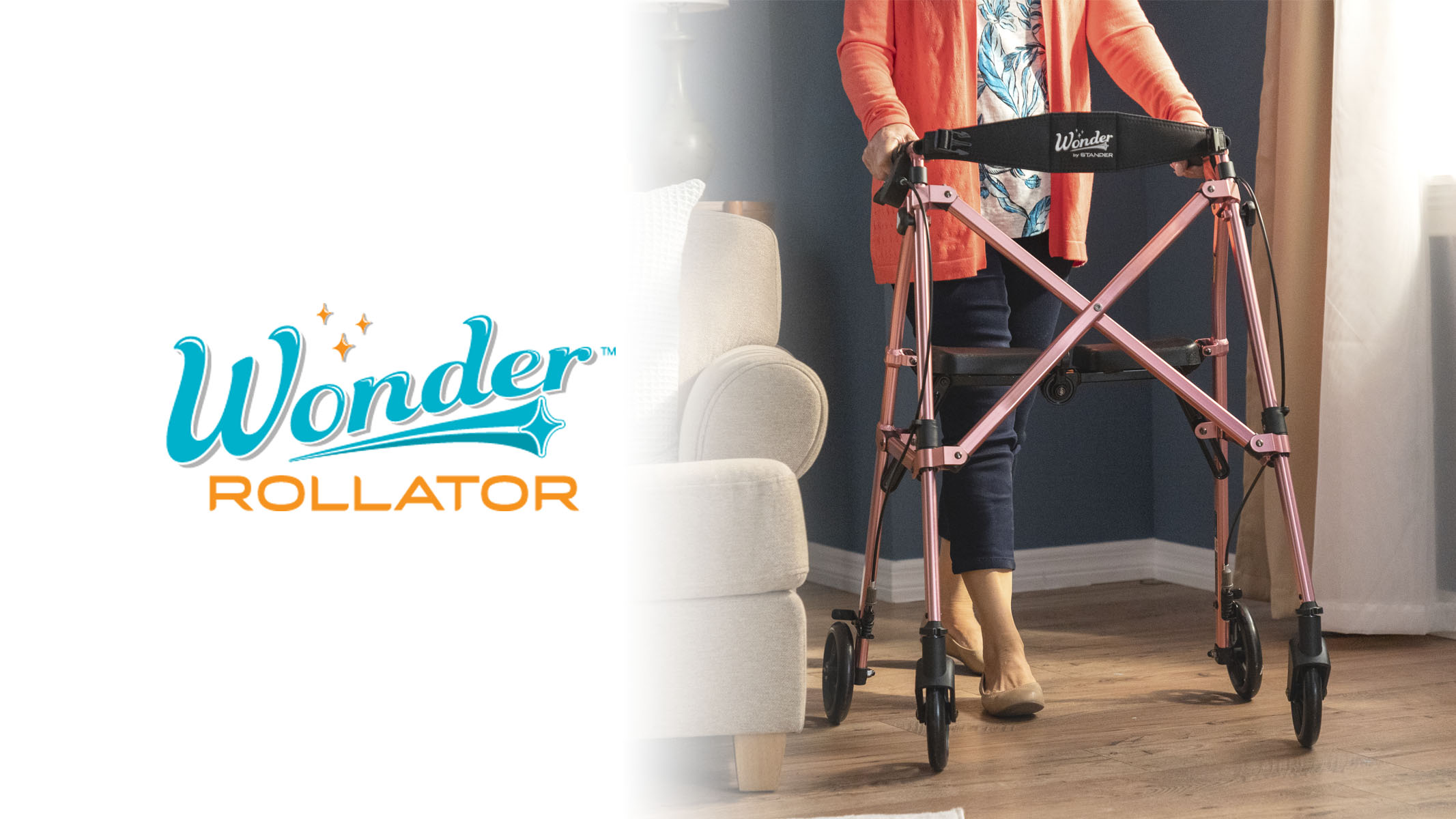 Stander Wonder Rollator Plus, Lightweight Folding Walker for Seniors with EZ Fold-N-Go ...