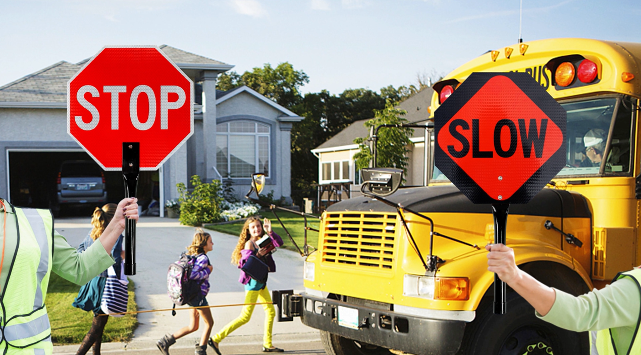 Faittoo Stop Slow Sign with Metal Handle, 18" x 18" Double Sided ...