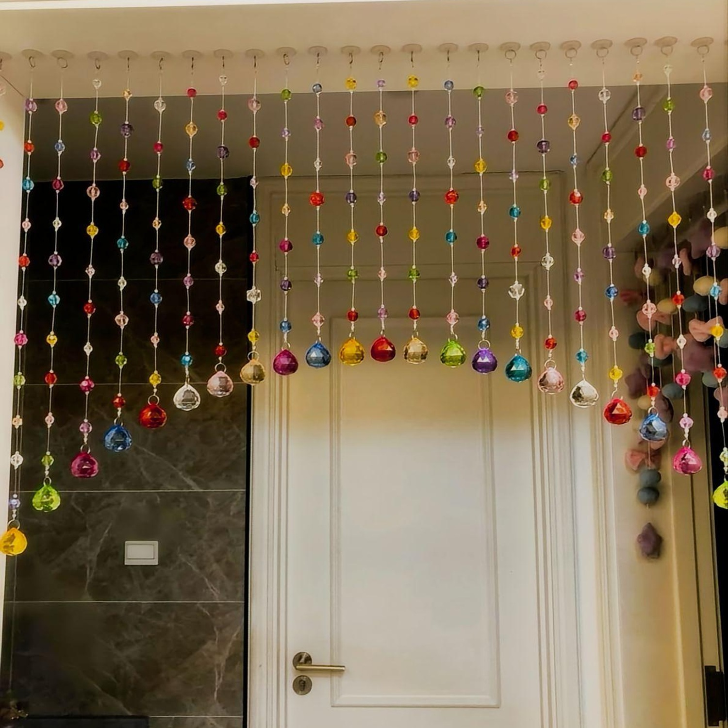 20-Strand Crystal Beaded Curtain, Multicolor Acrylic Arched Room ...