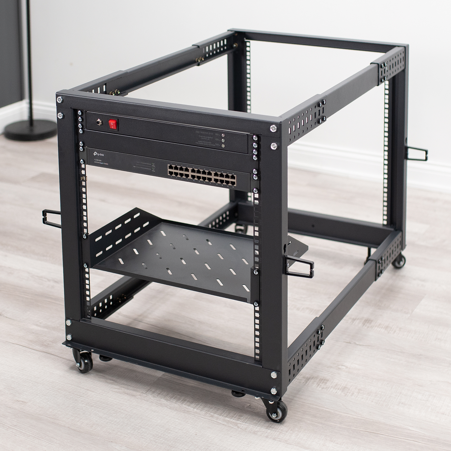 VIVO 12U Open Frame Adjustable Server Rack, 4 Post Mobile Data Holder ...