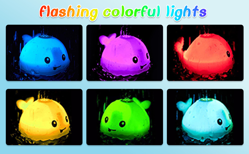 ULEEN Rechargeable Light Up Bath Toys, Whale with Spray and Glow ...