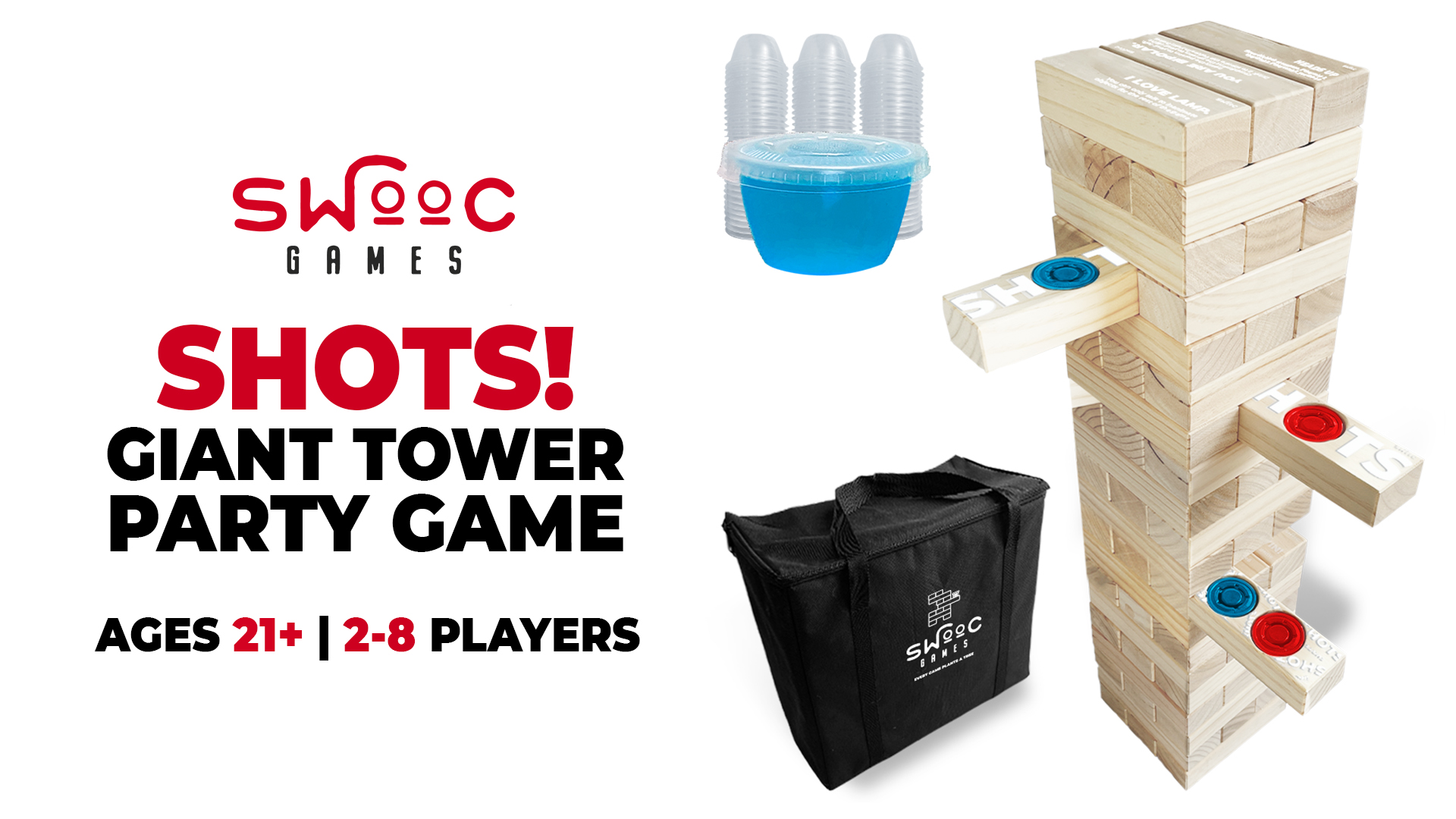 SWOOC Giant Tower Party Game with Hidden Shots and Commands for Adults ...