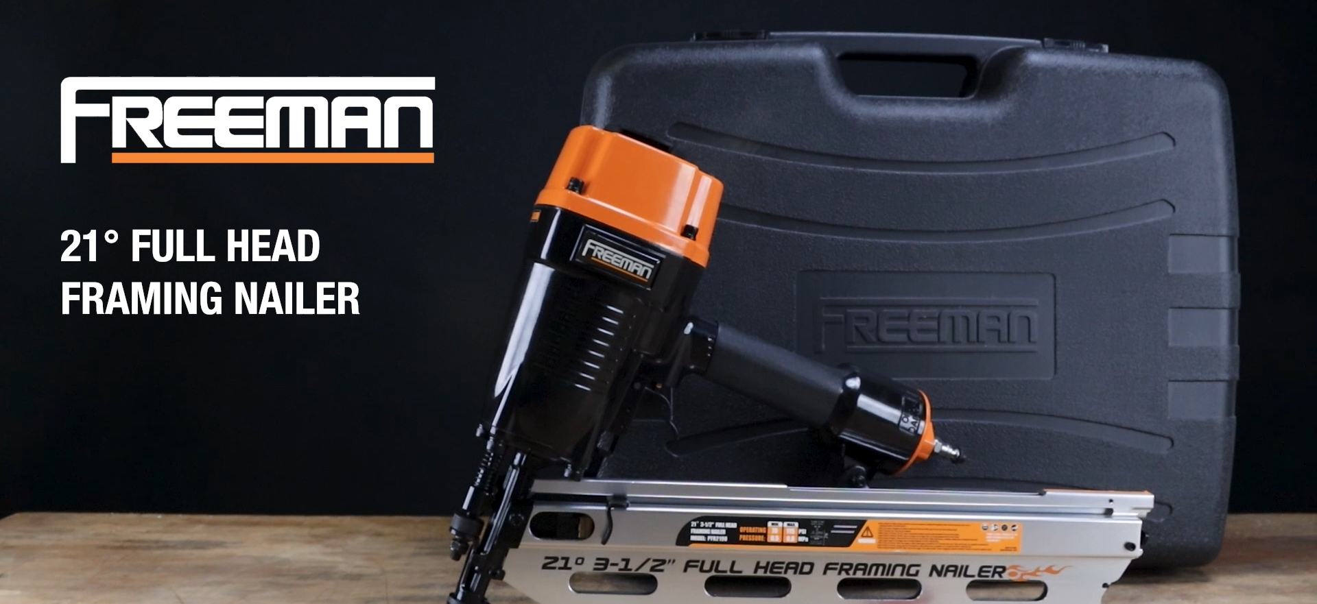 Freeman PFR2190 Pneumatic 21 Degree 3-1/2" Framing Nailer with Case ...