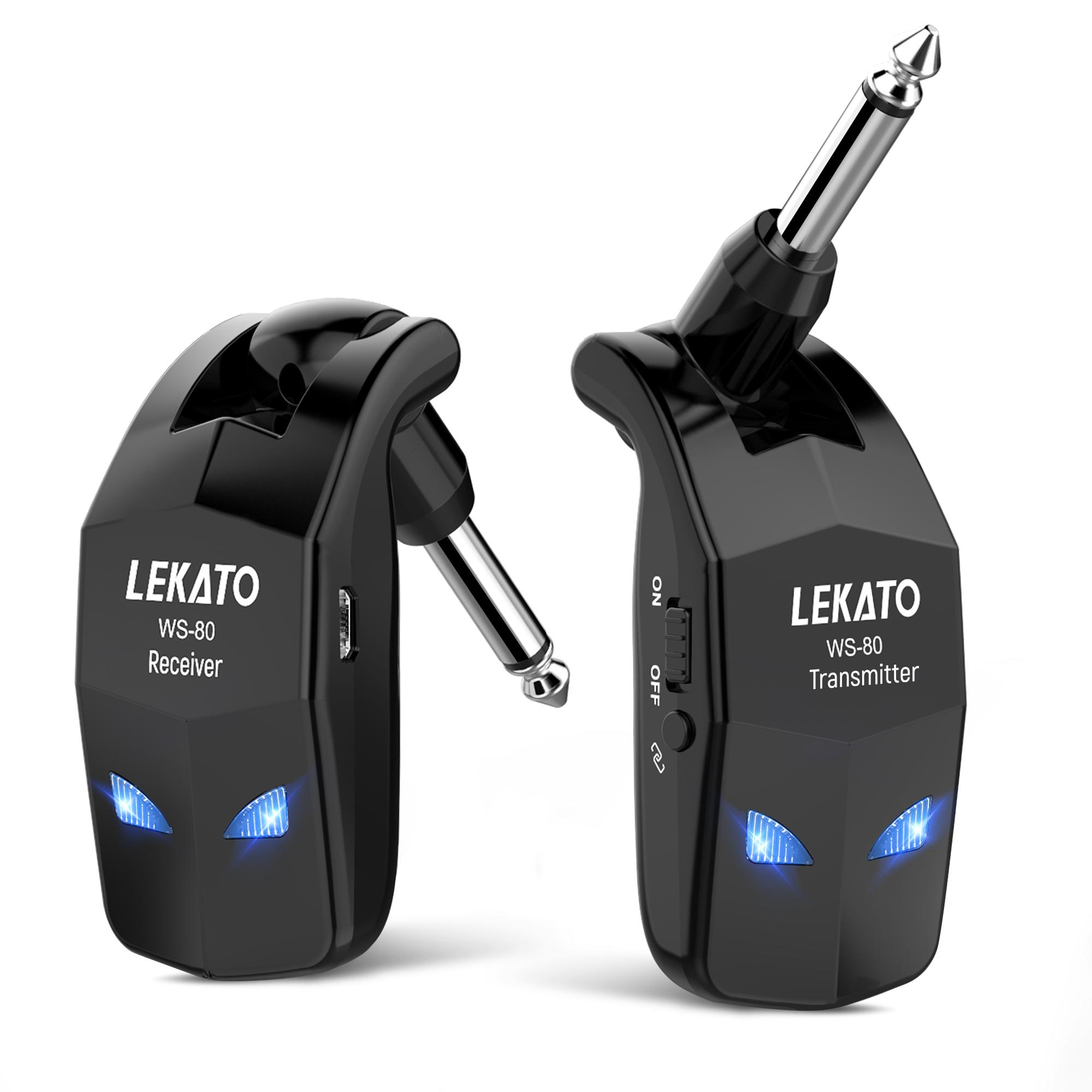 LEKATO Wireless Guitar System 2.4GHz Transmitter Receiver 100 Feet with ...