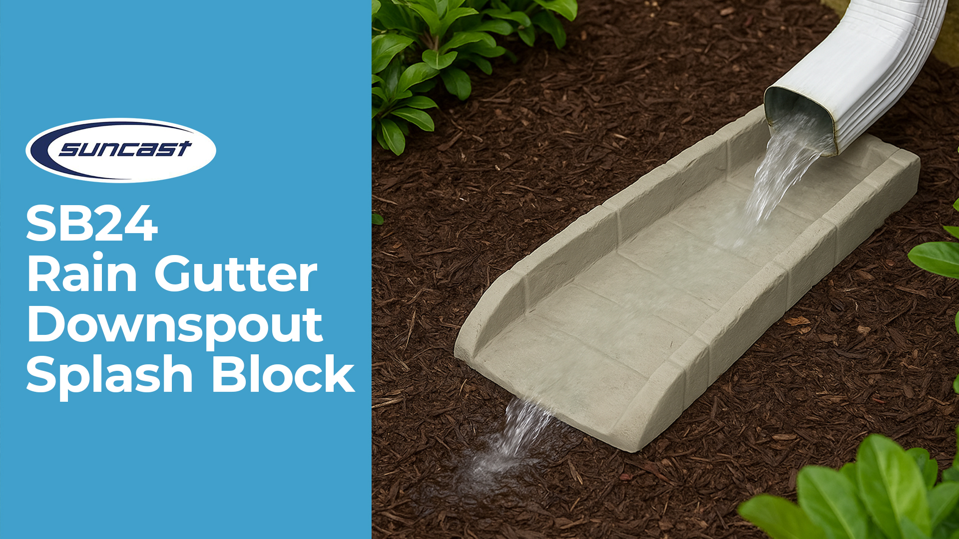 Suncast SB24 Decorative Rain Gutter Downspout Splash Block & Water ...