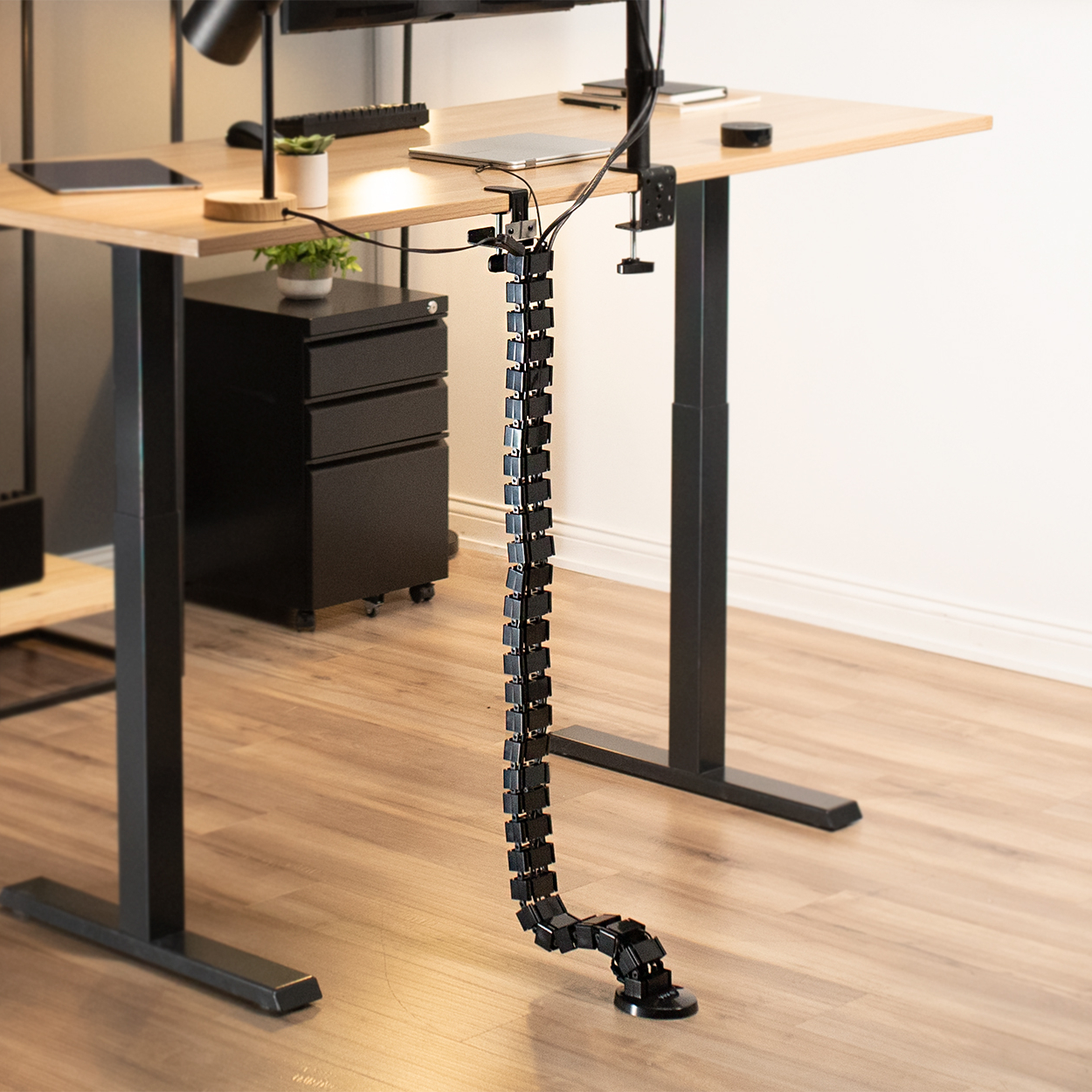 VIVO Clamp-on Vertebrae Cable Management Kit, Desk Quad Entry Wire ...