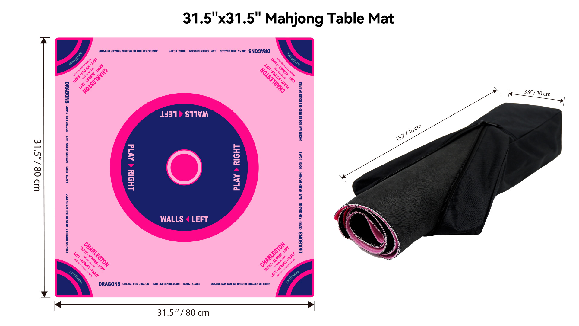 Mahjong Mat with Rules, Anti-Slip and Noise Reduction, 31.5"x31.5 ...