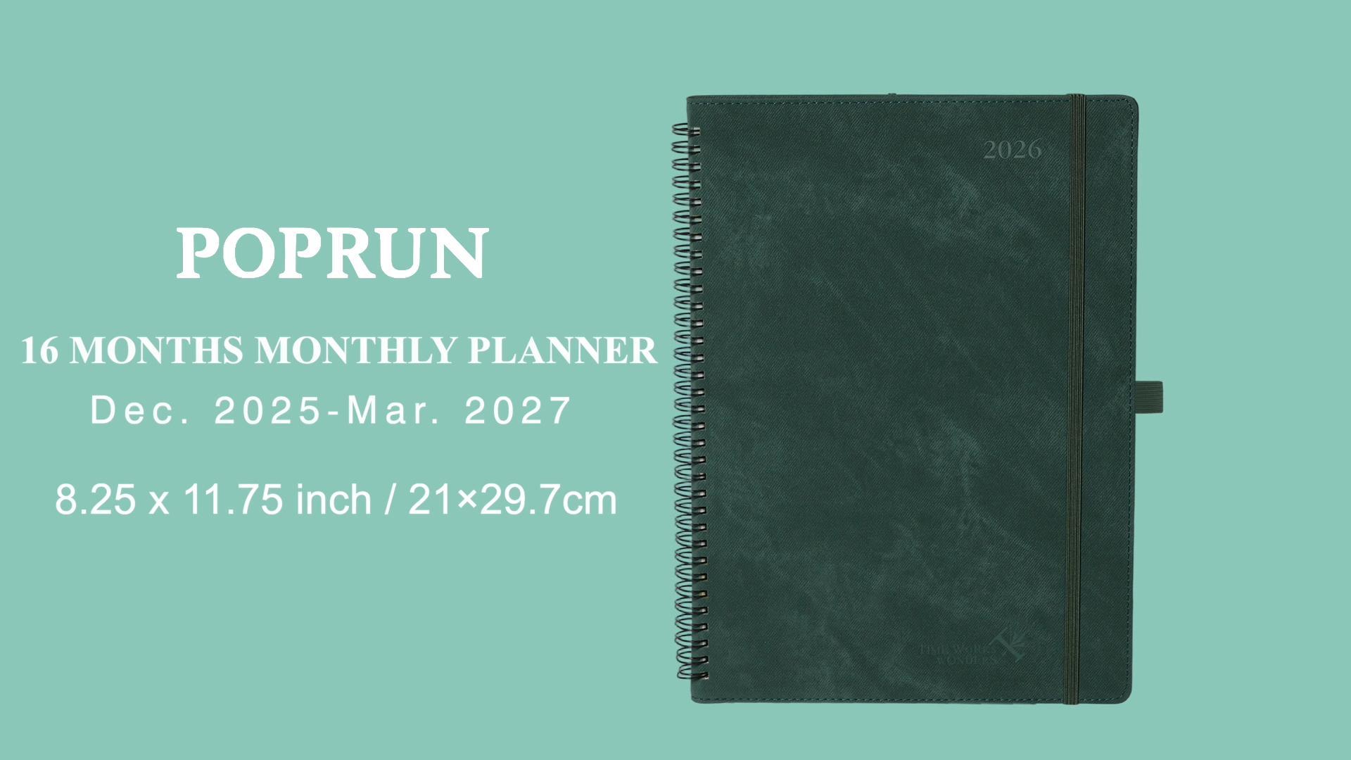 POPRUN 2026-2027 Monthly Planner, Dec. 2025-Mar. 2027, A4-8.25" x 11.75 ...