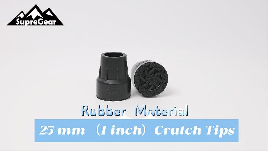 SupreGear 1 inch Cane Tips, 2-Pack Anti-Slip Rubber Caps with Metal ...