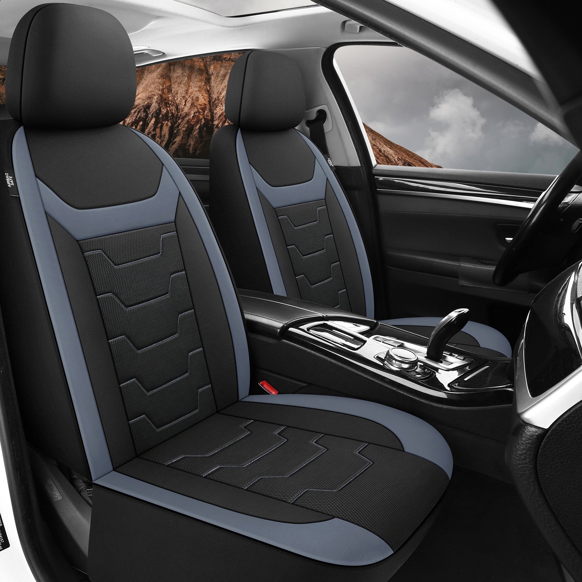 caromop, Car Seat Covers, Full Set, Black 3D Air Mesh Breathable ...