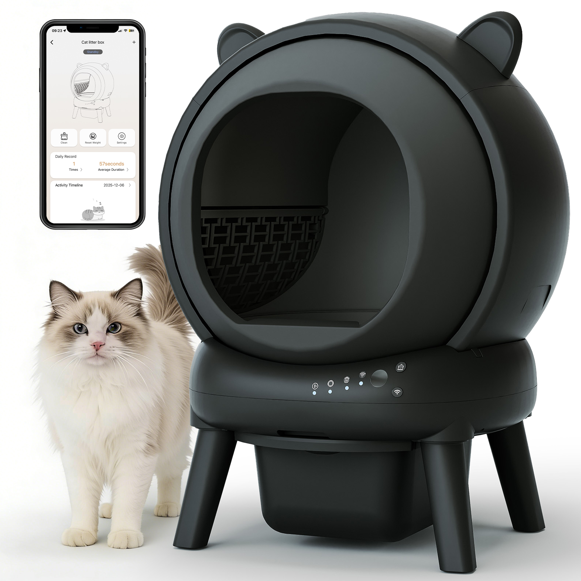 CBJCBJ 70L Smart Automatic Self-cleaning Cat Litter Box, Supports APP ...