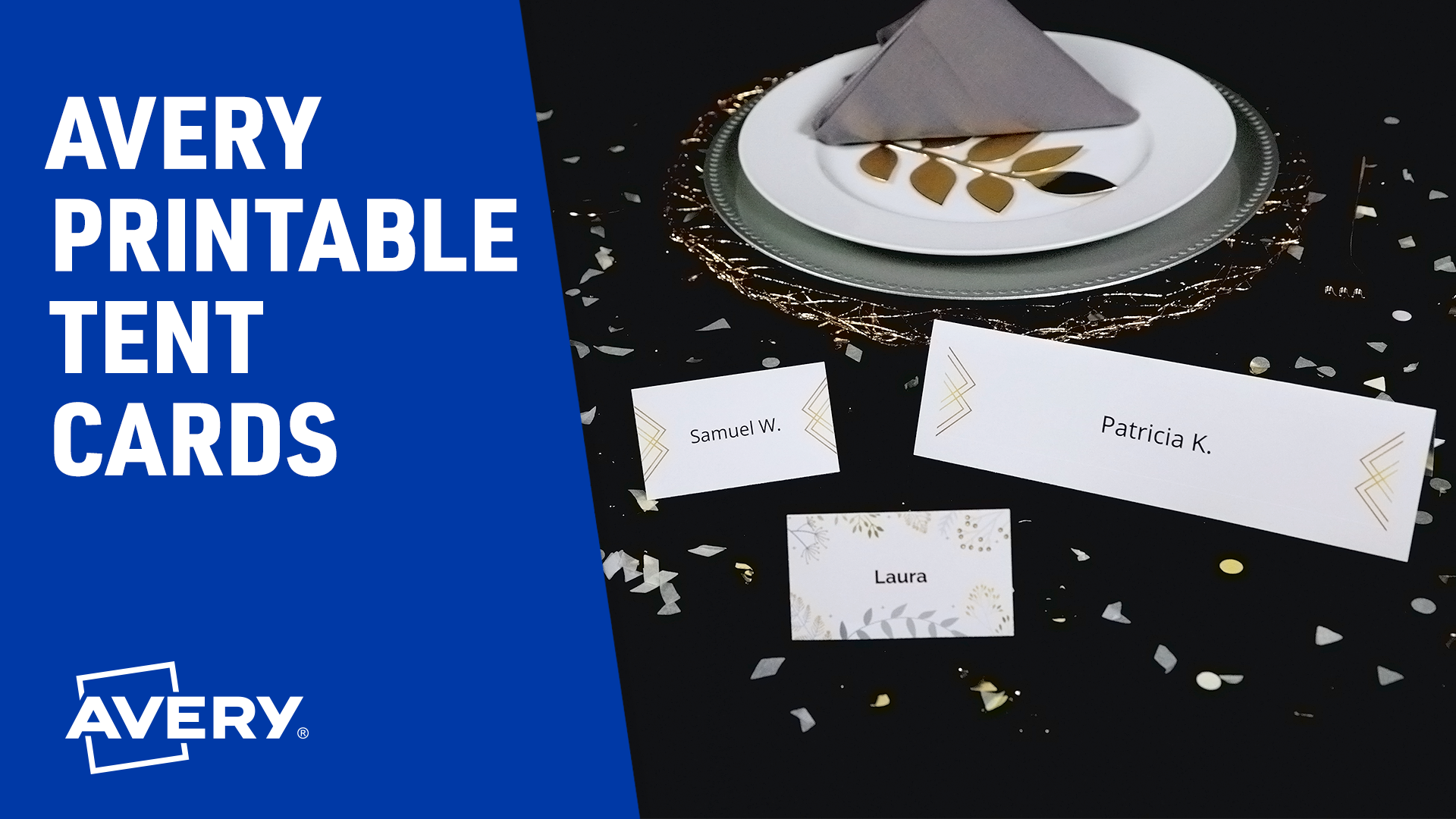 Avery Tent Cards, 2" x 3.5", Gold Borders, 80 Place Cards (3328 ...