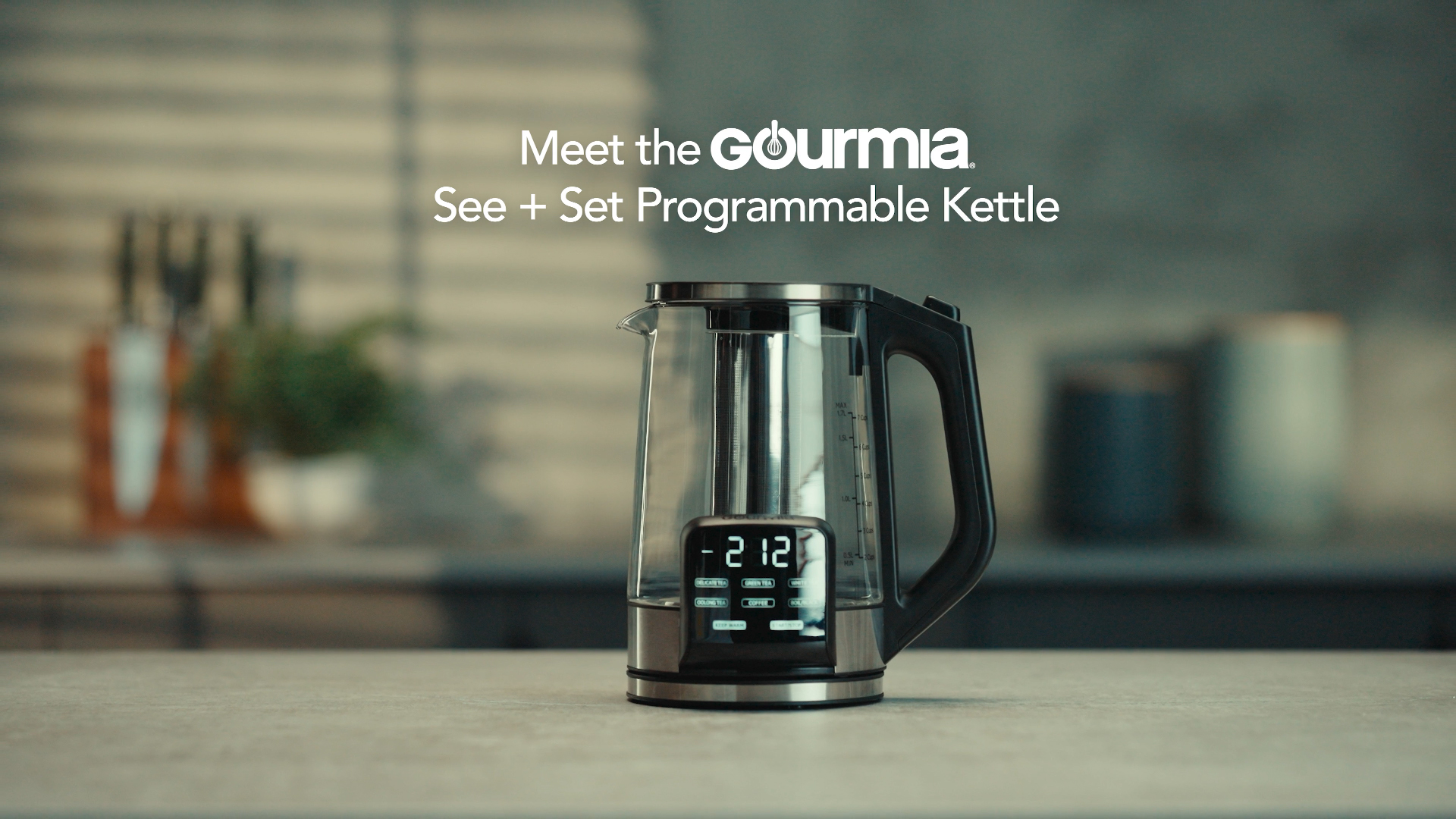 Gourmia, Programmable 1.7L Glass Kettle with Touch Display, Infuser ...