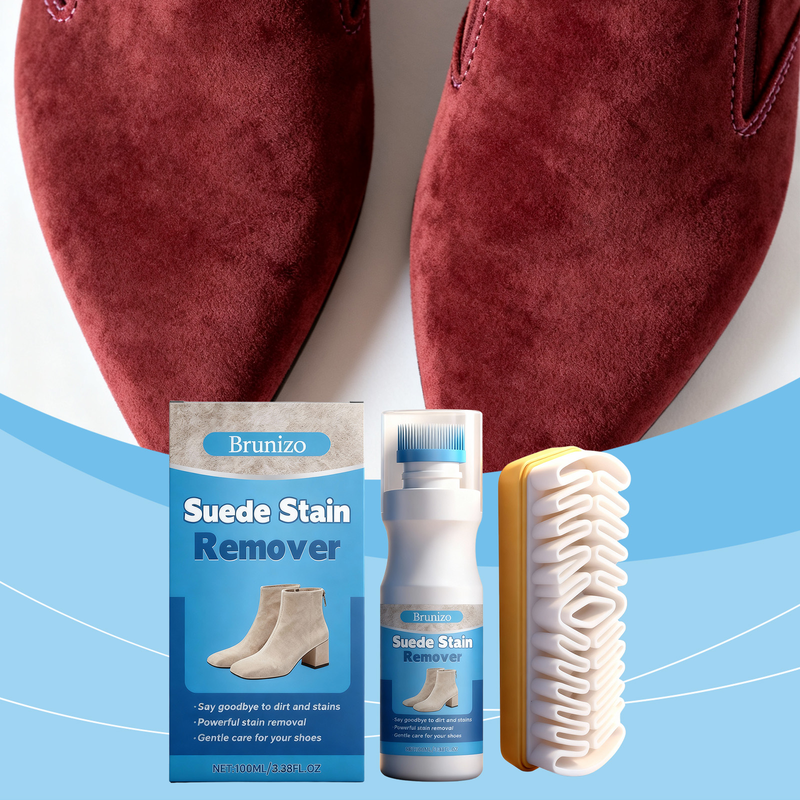 Suede Cleaner, Nubuck & Suede Shoe Cleaning Kit with Brush, Removes ...