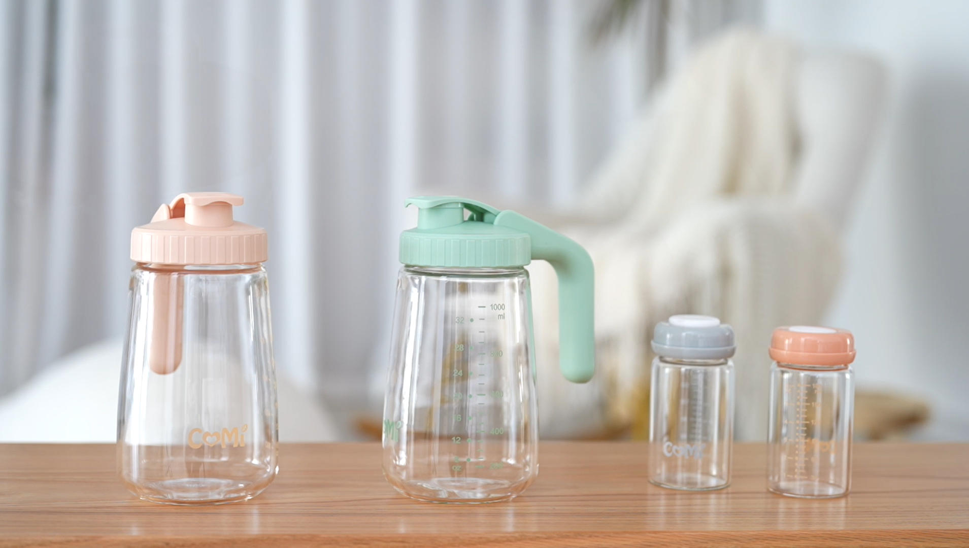 34oz Breast Milk Pitcher, No Leak Glass Pitchers with Handle and Lid ...
