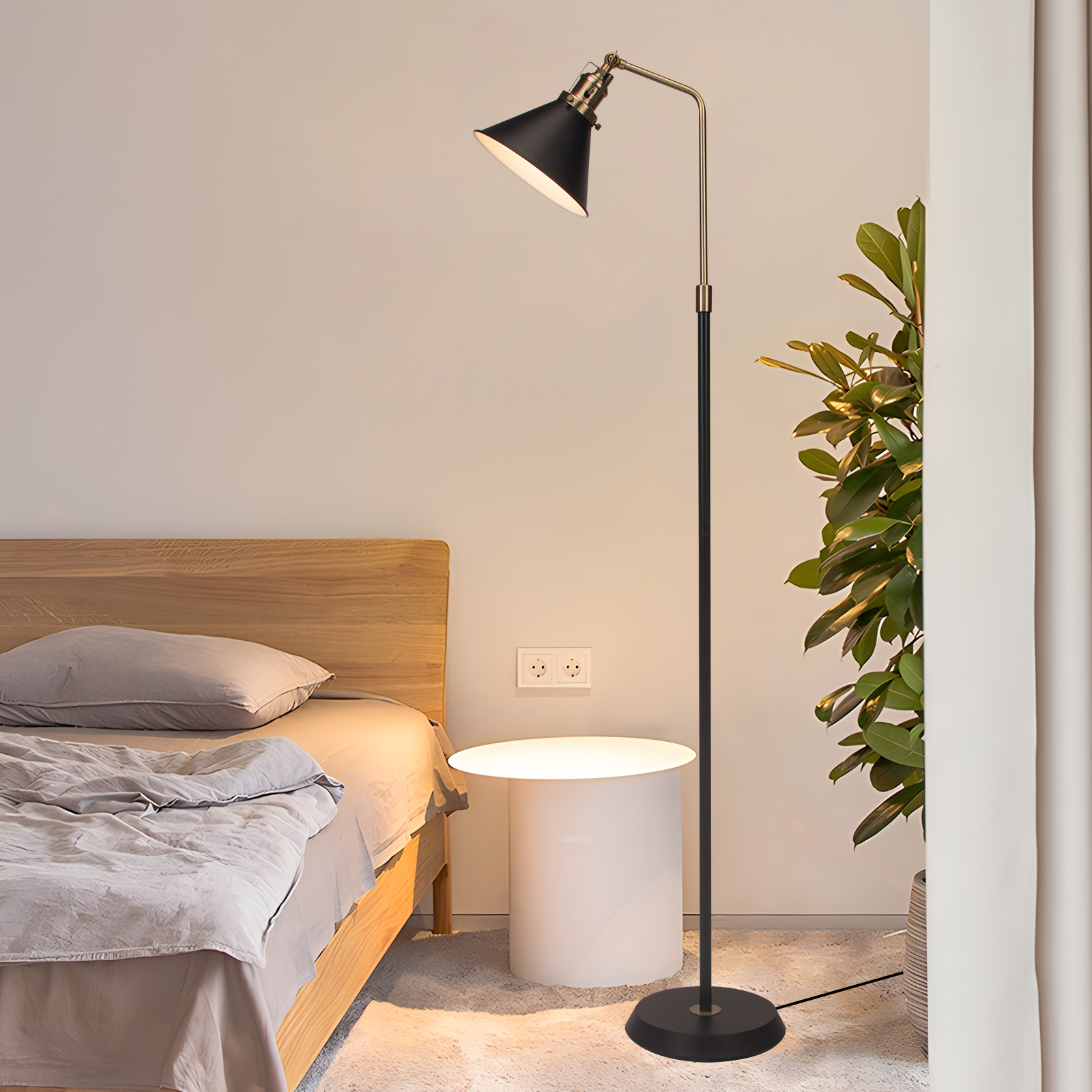 HonoDing 58" Rustic Rotatable Floor Lamp, Vintage Metal Design, Black ...