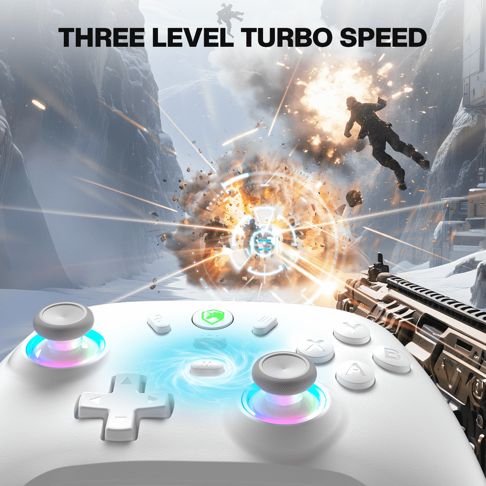 ECHTPower Wireless PC Game Controller Adjustable Turbo Vibration - For PC/Switch2/Switch OLED ...