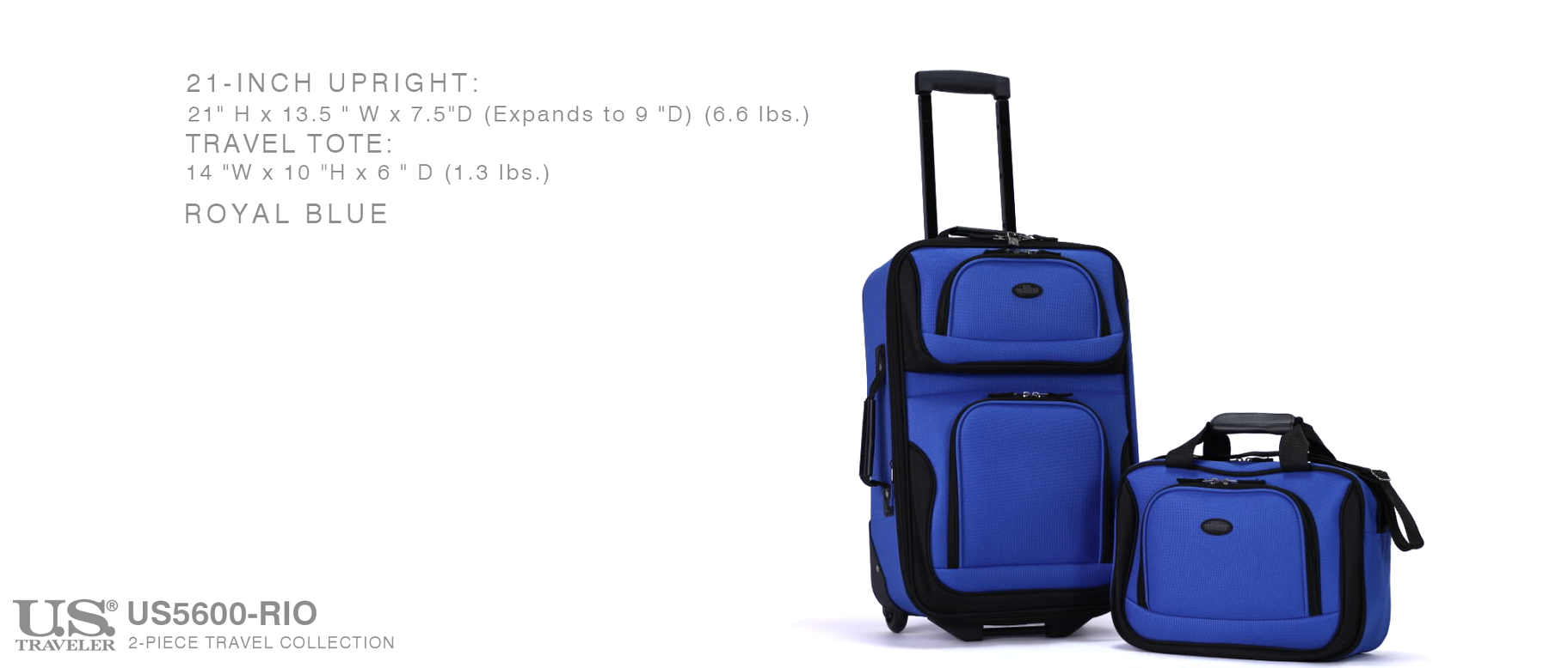 U.S. Traveler Rio 2-Piece Carry-on Luggage Set, Expandable, 2 Wheel ...