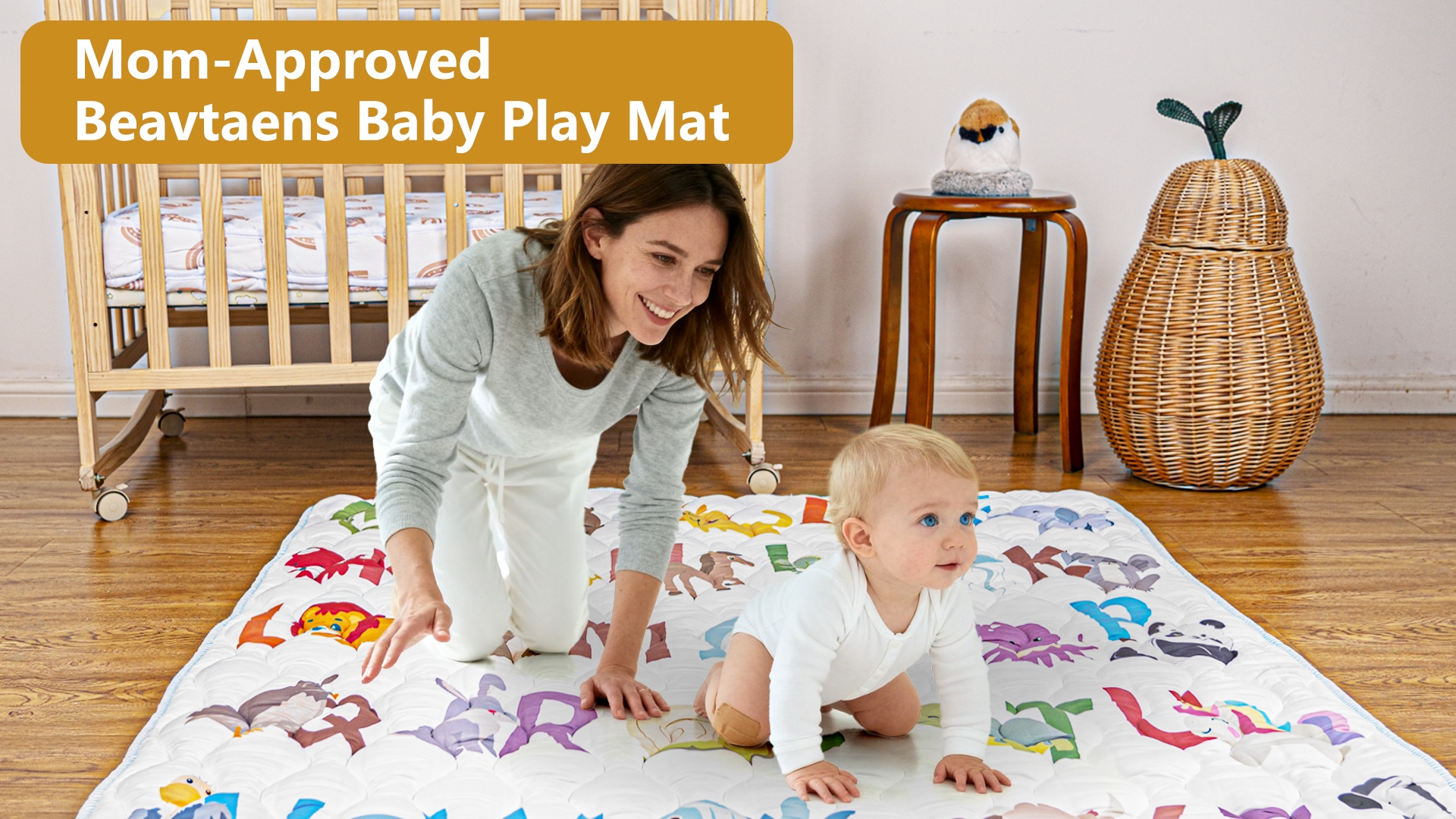 Beavtaens Baby Play Mat for Floor, Fits 71x59 Playpen, Non-Slip, Soft ...