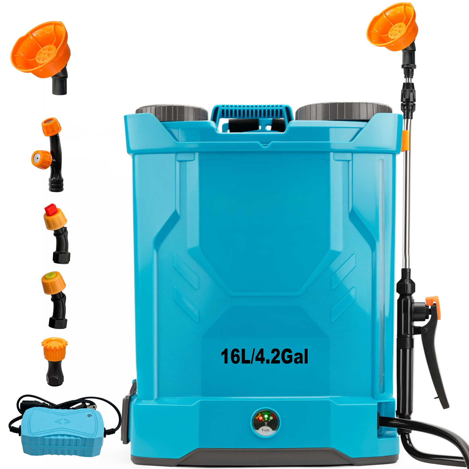 SYLMAX Battery Powered Backpack Sprayer 4 Gallon, Adjustable Pressure ...