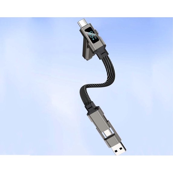4-in-1 Smart Digital Display Keychain – 240W Fast Charging Cable, Multi ...
