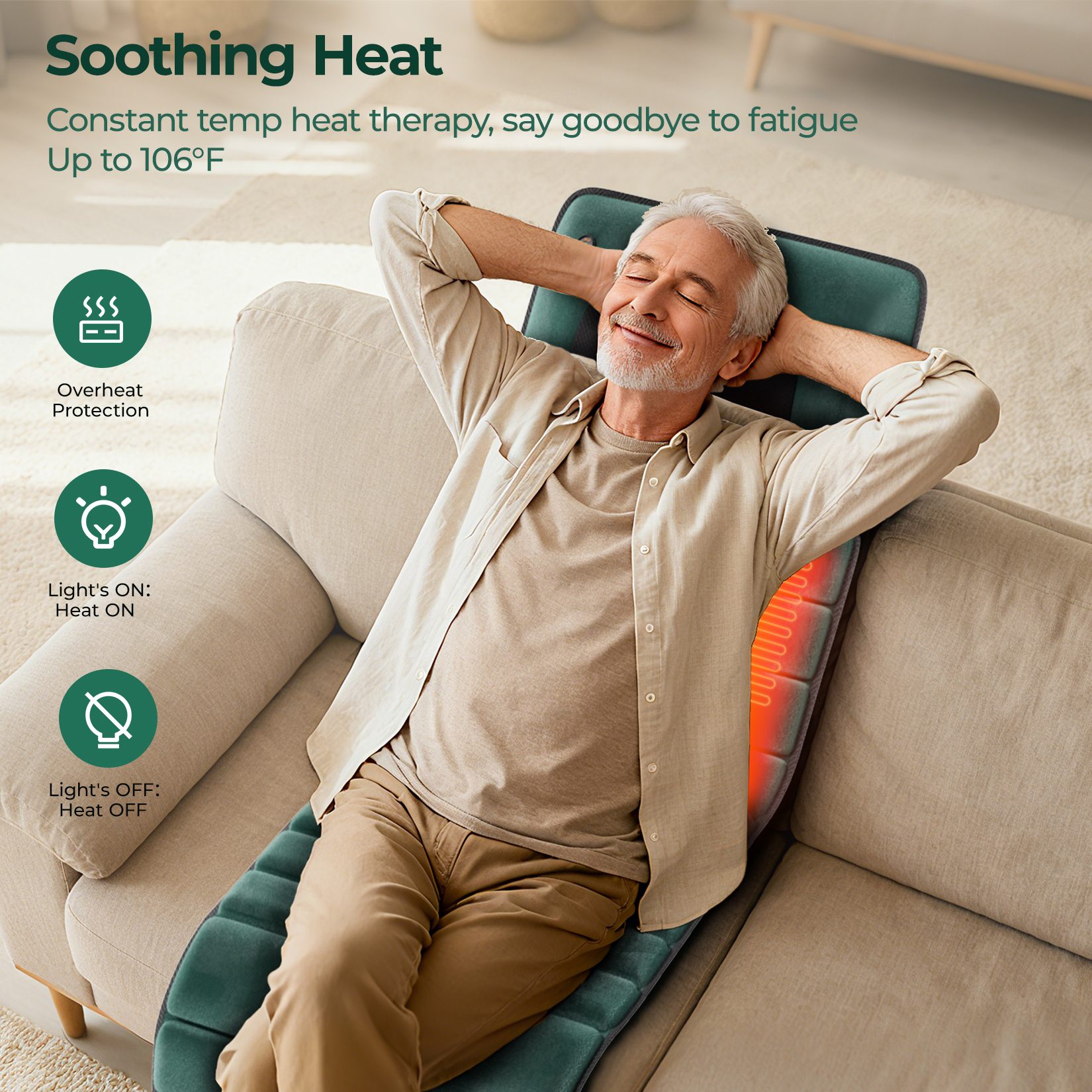 Himouta Full Body Massage Mat with Heat, Back Massager with 10 ...