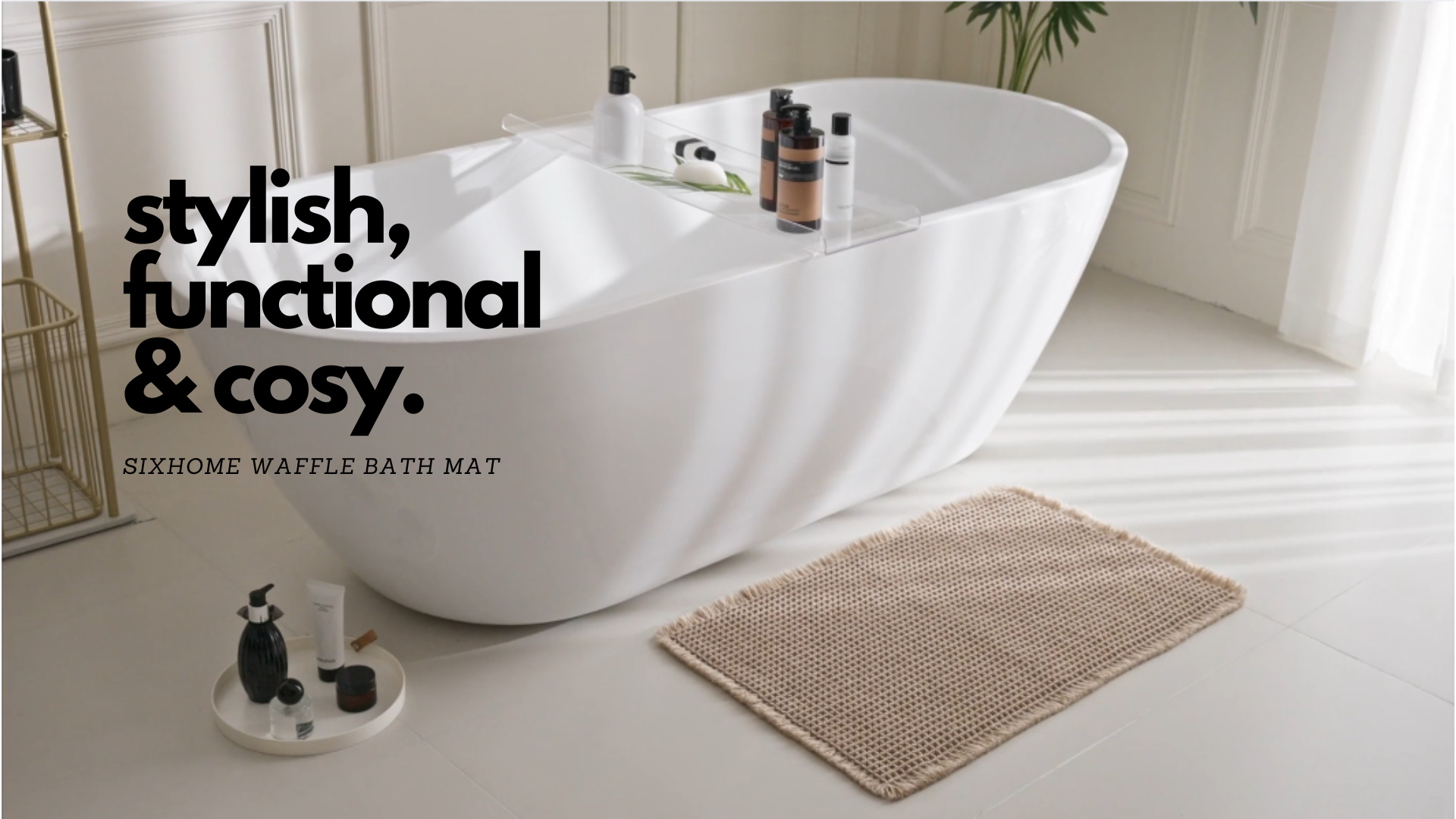 SIXHOME Bathroom Rugs Waffle Bath Rug Super Soft Absorbent Non Slip ...