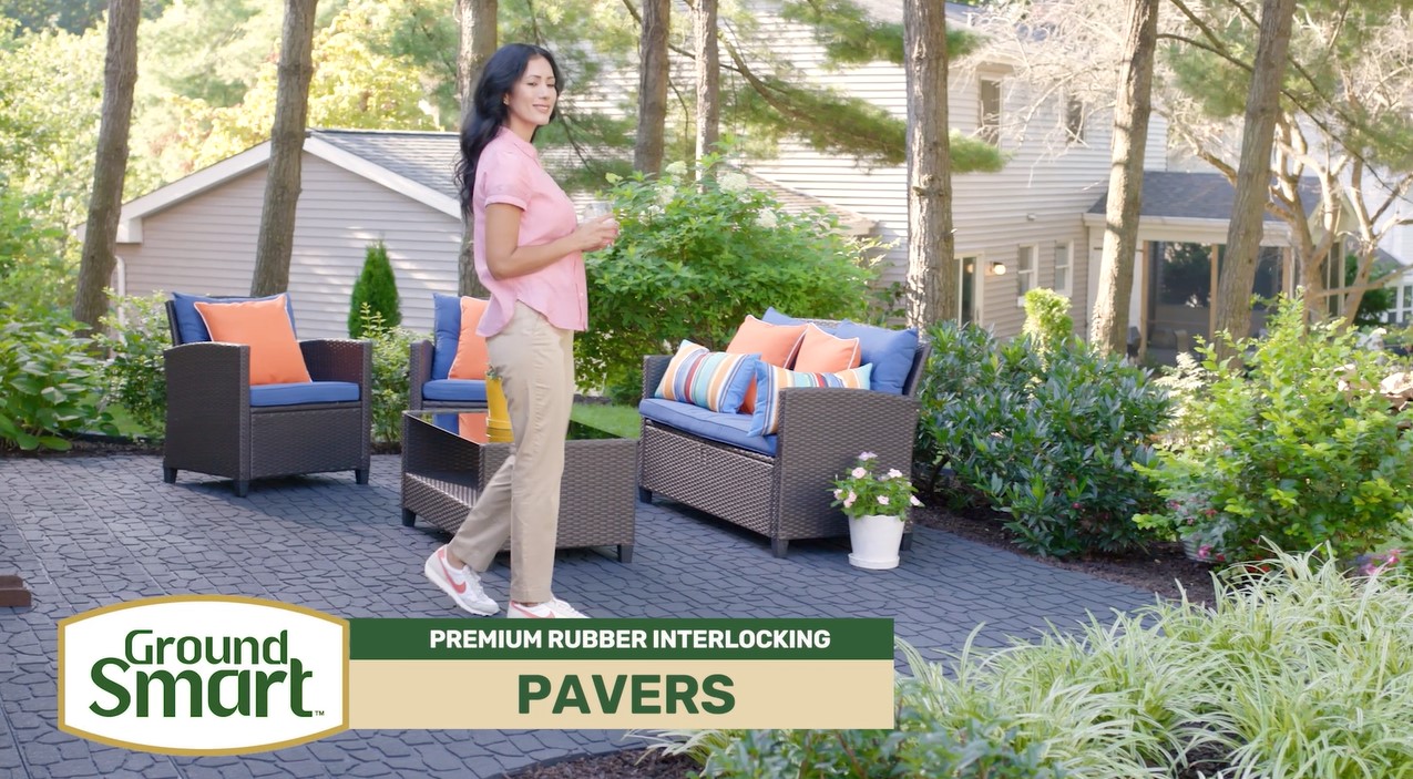 GroundSmart 24" x 12" x 5/8" Brown Interlocking Dual-Sided Rubber Paver ...