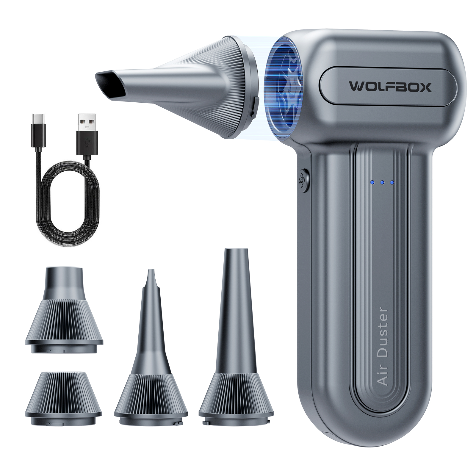 WOLFBOX DF60 Compressed Air Duster, Rechargeable Cordless Electric Air ...