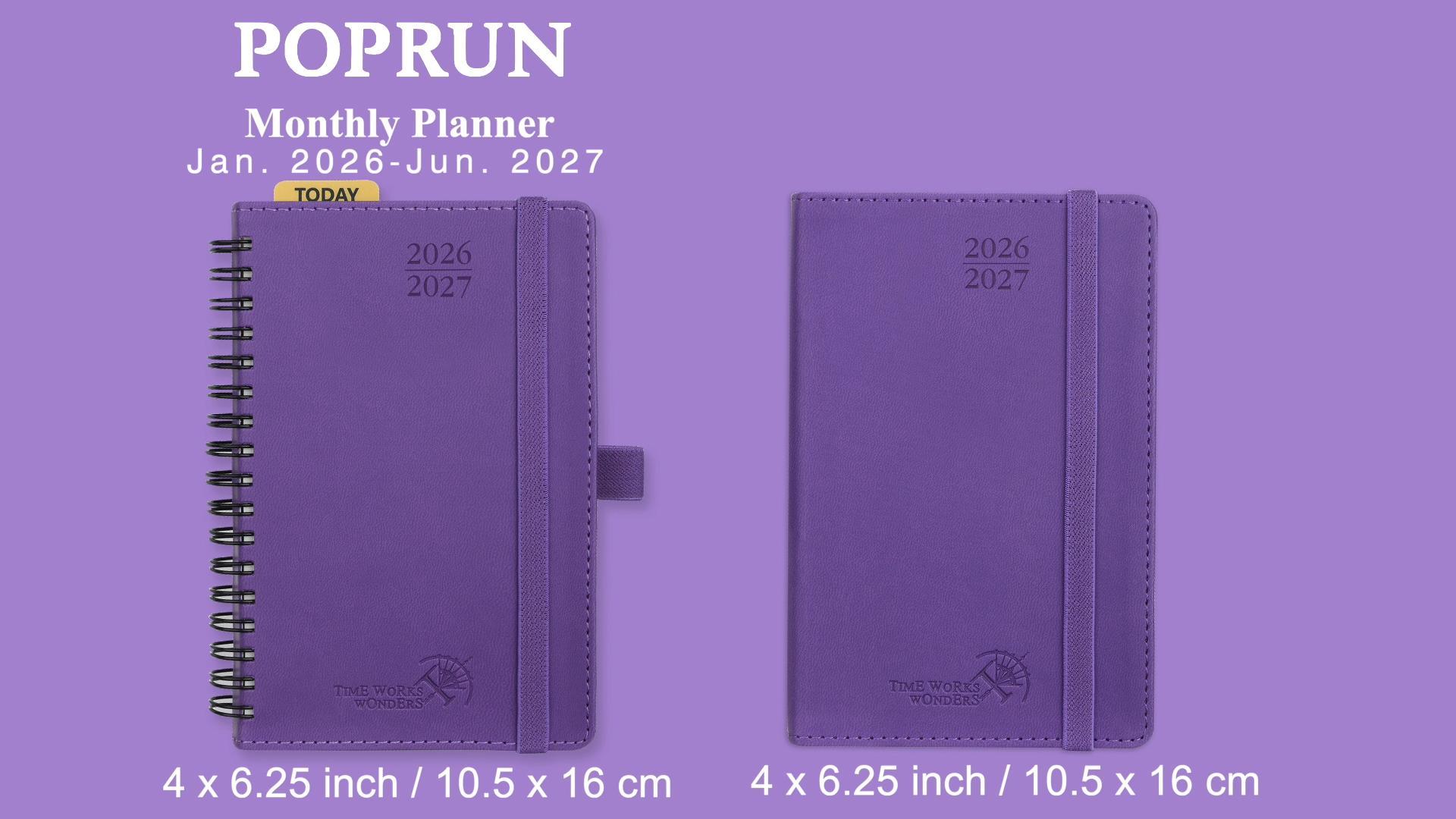 POPRUN Pocket Monthly Planner 2026-2027, Jan.2026 - Jun.2027, Pocket- 4 ...