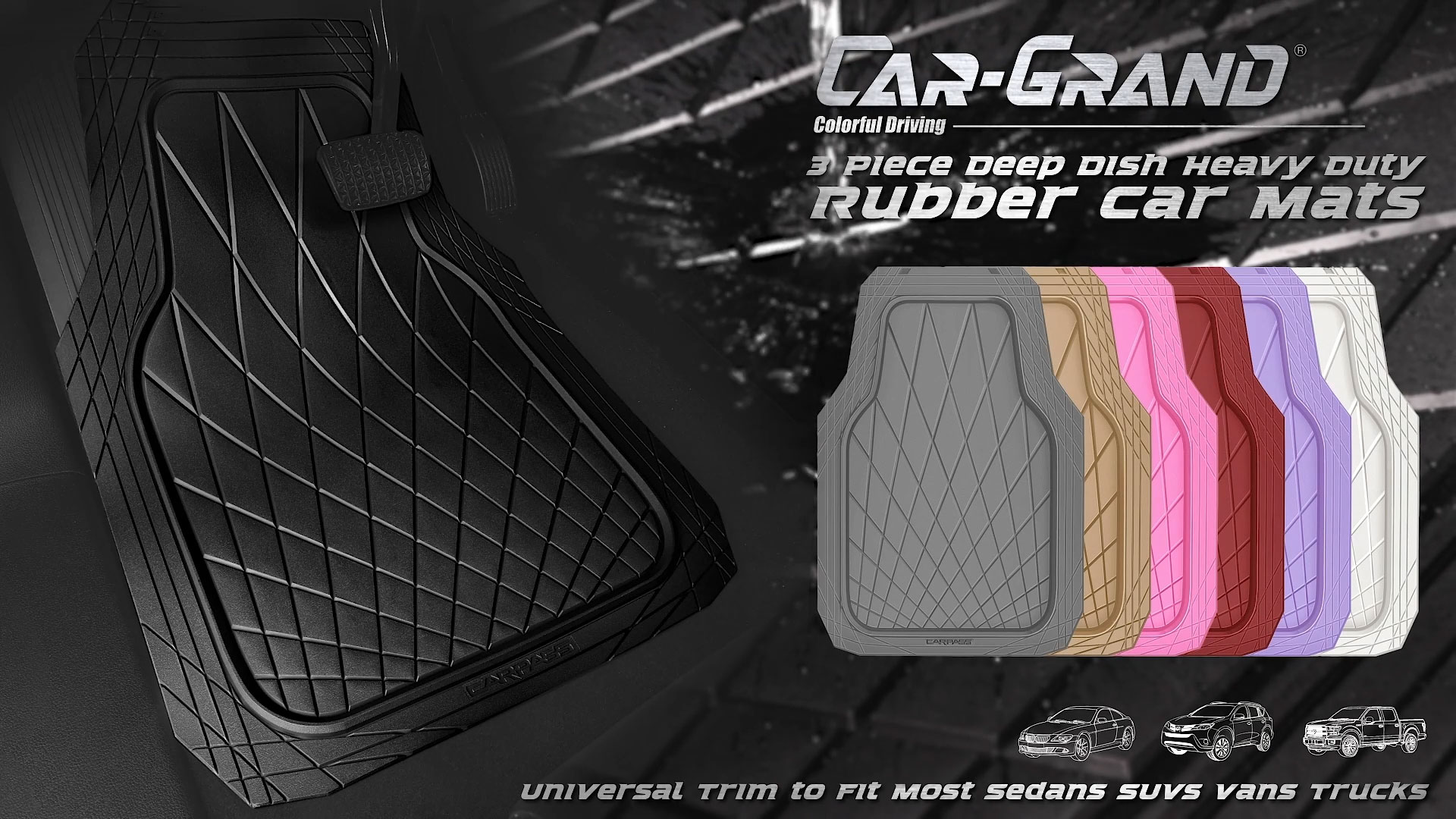 CAR-GRAND Heavy Duty Car Floor Mats, Deep Dish Waterproof, All Weather ...