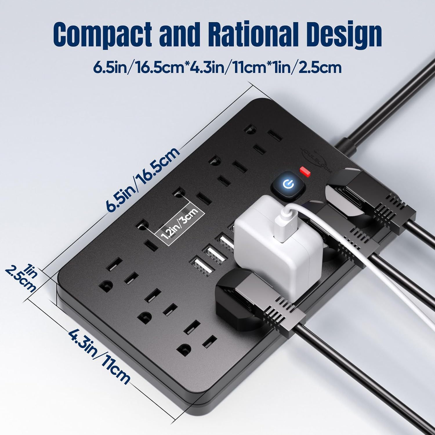 BEISHINK 17-Outlet Surge Protector with 11 Wide Sockets and 6 USB Ports ...
