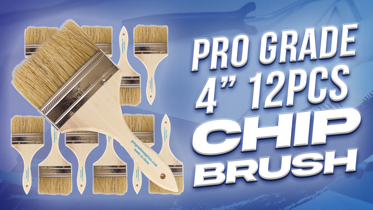 Pro Grade 4 inch Economy Flat Chip Brush, 12 Pack, Natural China ...