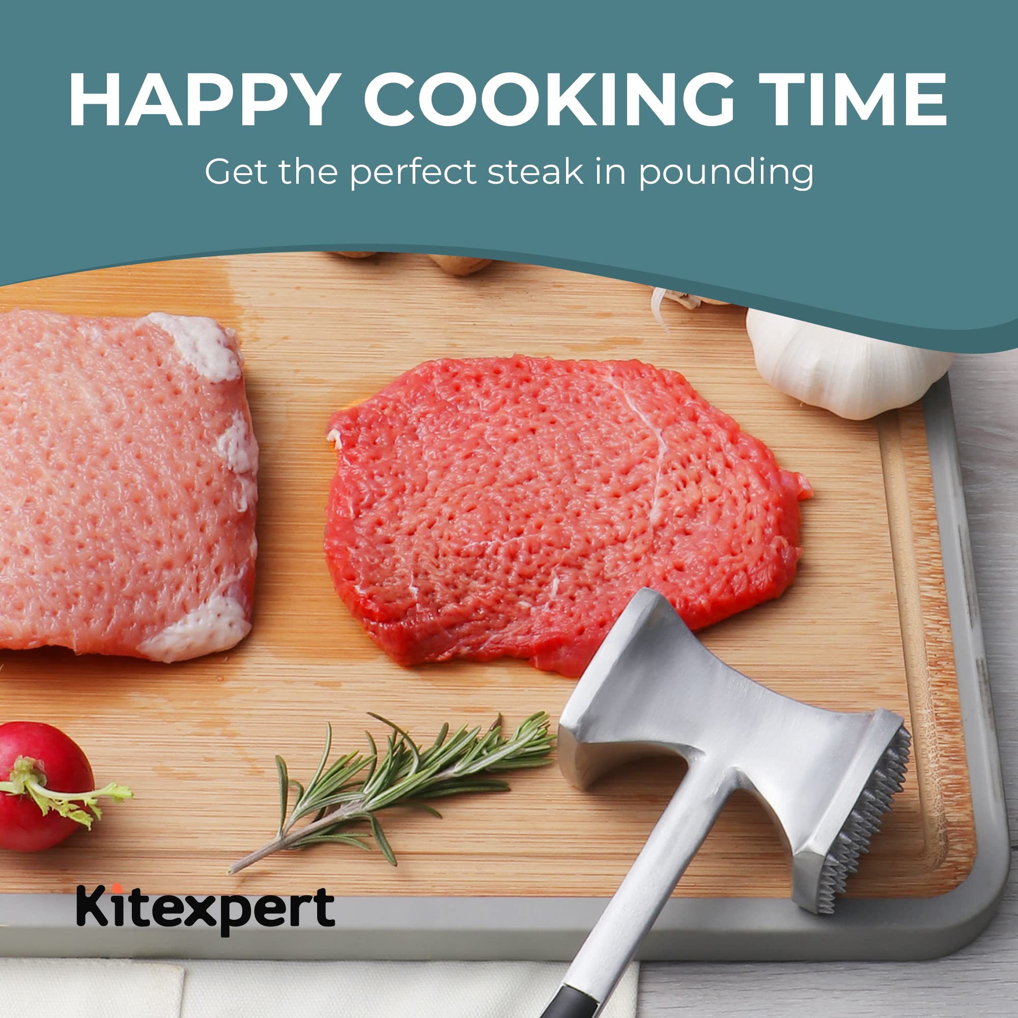 KITEXPERT Meat Tenderizer Hammer with Comfortable-Grip Handle, Dual ...