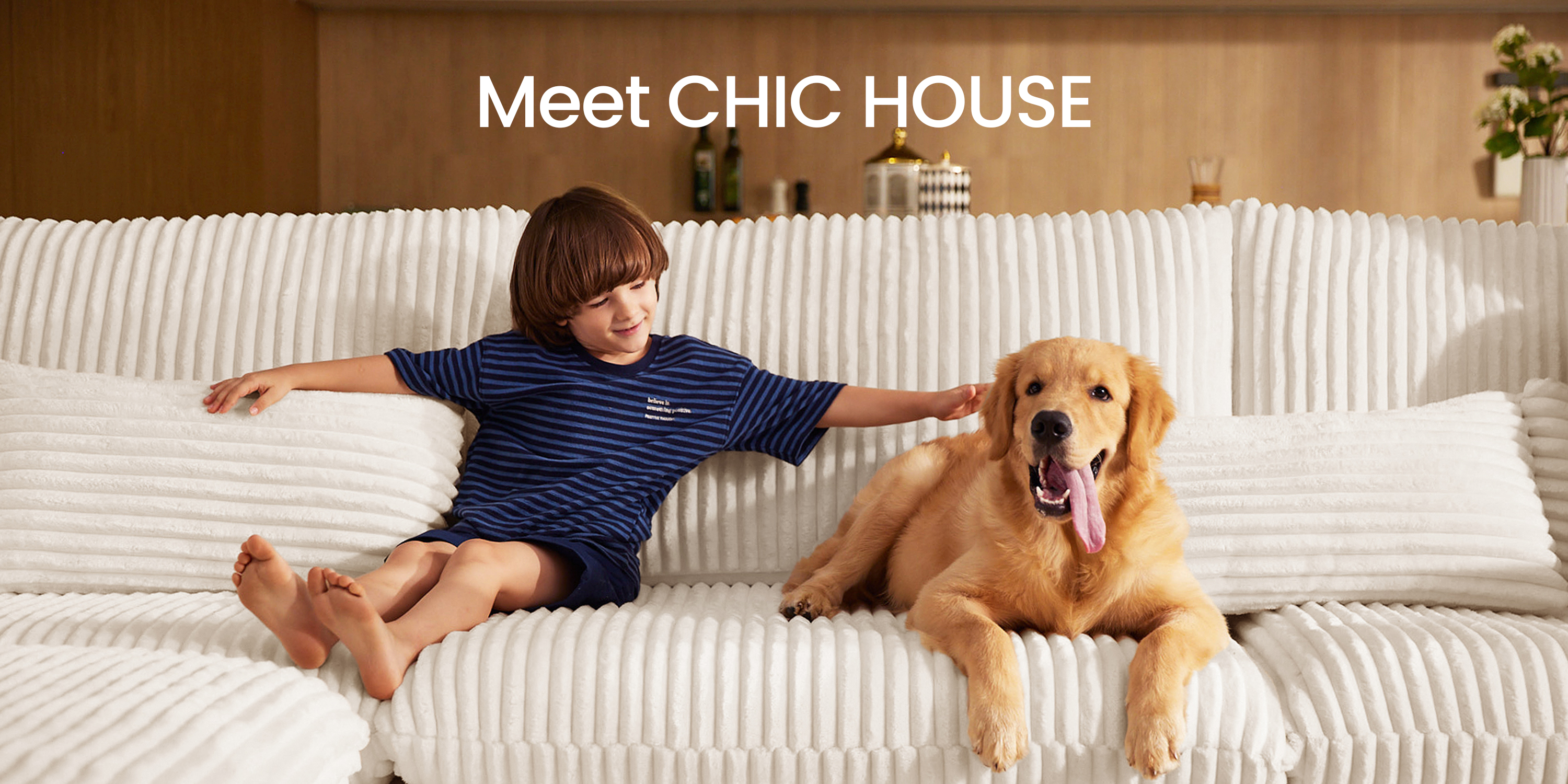 CHIC HOUSE Convertible Modular Sectional Sofa with Ottomans Corduroy ...