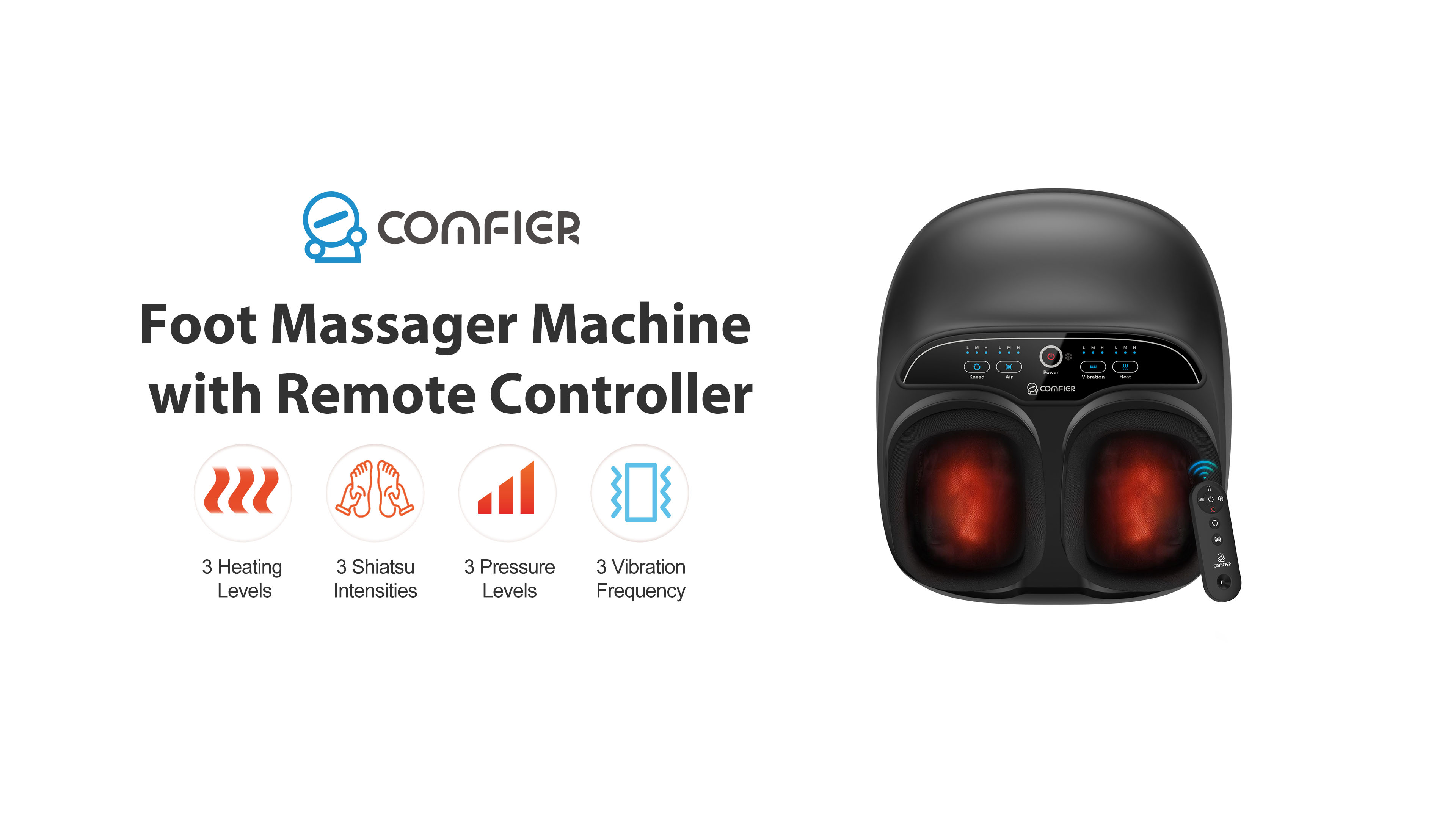 Free Shipping! Comfier Foot Massager with Heat, Remote Control, Up to ...