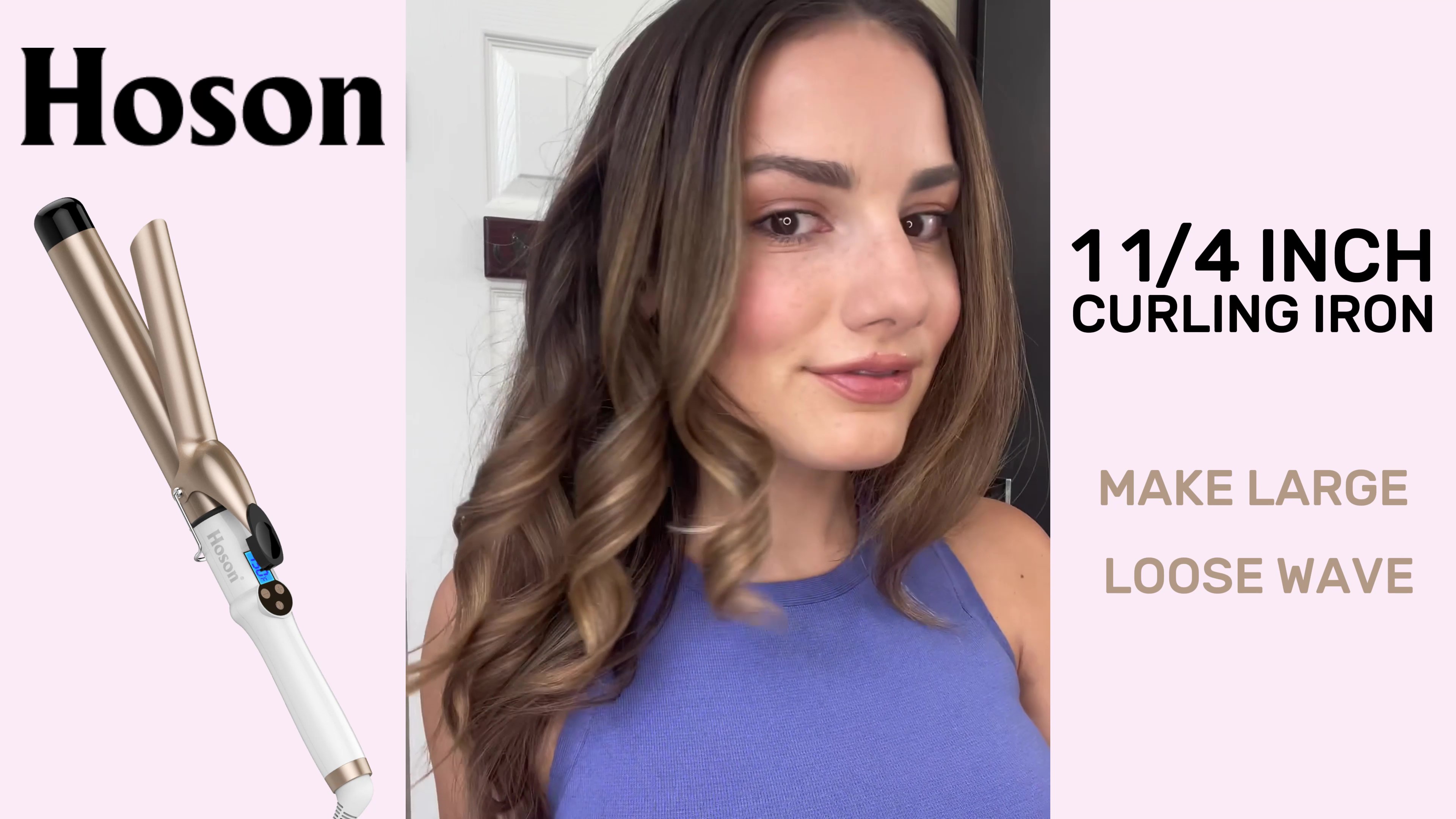 Hoson 1 1/4 Inch Pro Hair Curling Wand, Ceramic Tourmaline, LCD Display ...