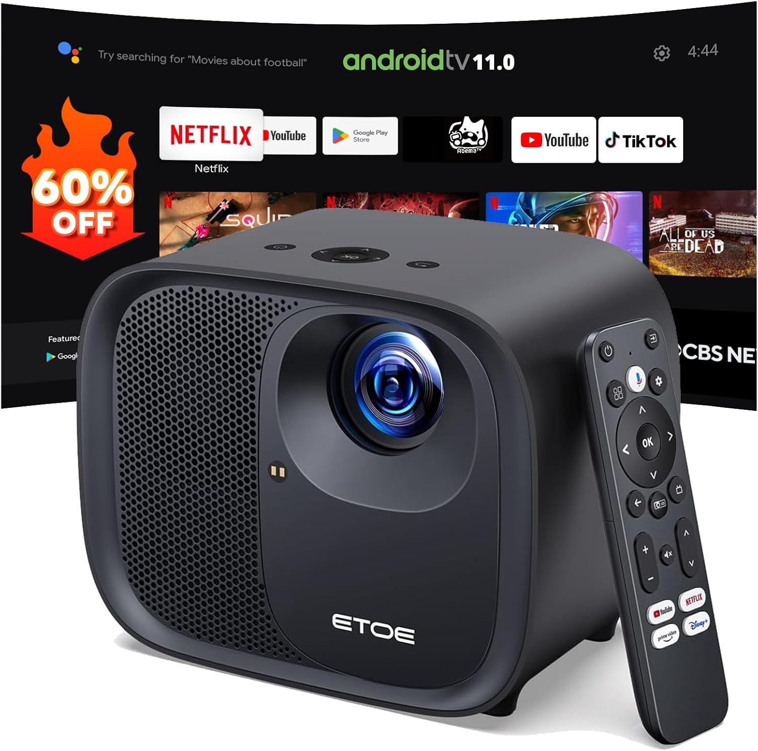 ETOE E3 Pro Google TV Smart Projector, 1080P FHD Home Theater Projector ...