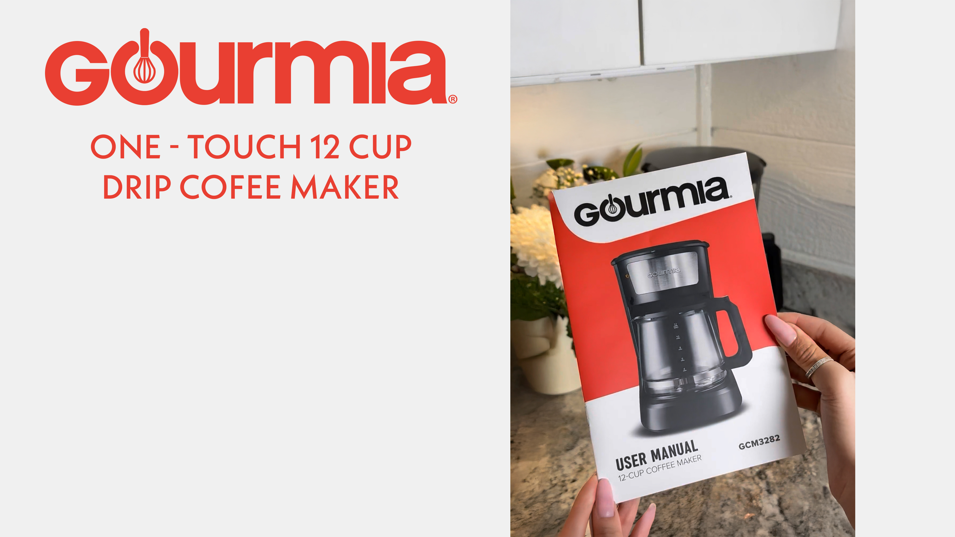 Gourmia Kitchen Appliance: 12 Cup One-Touch Coffee Maker with Auto Keep ...