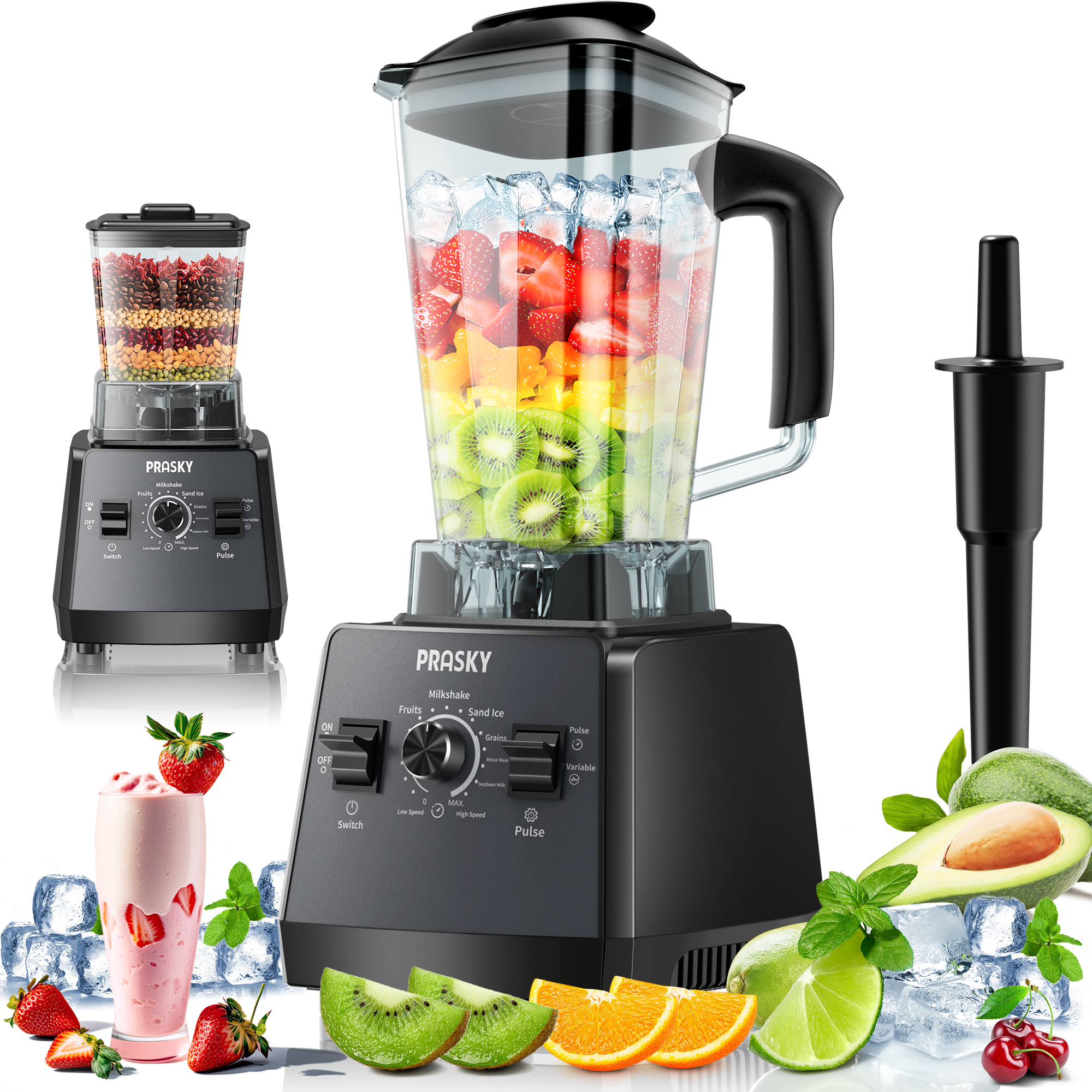 PRASKY Countertop Blender, 70oz Capacity, 1000W Motor, 6 Speeds, Black ...